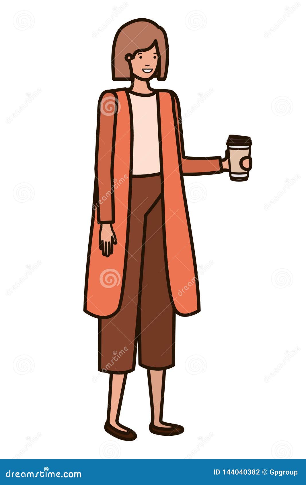 Woman with Container Plastic Coffee Avatar Character Stock Vector ...