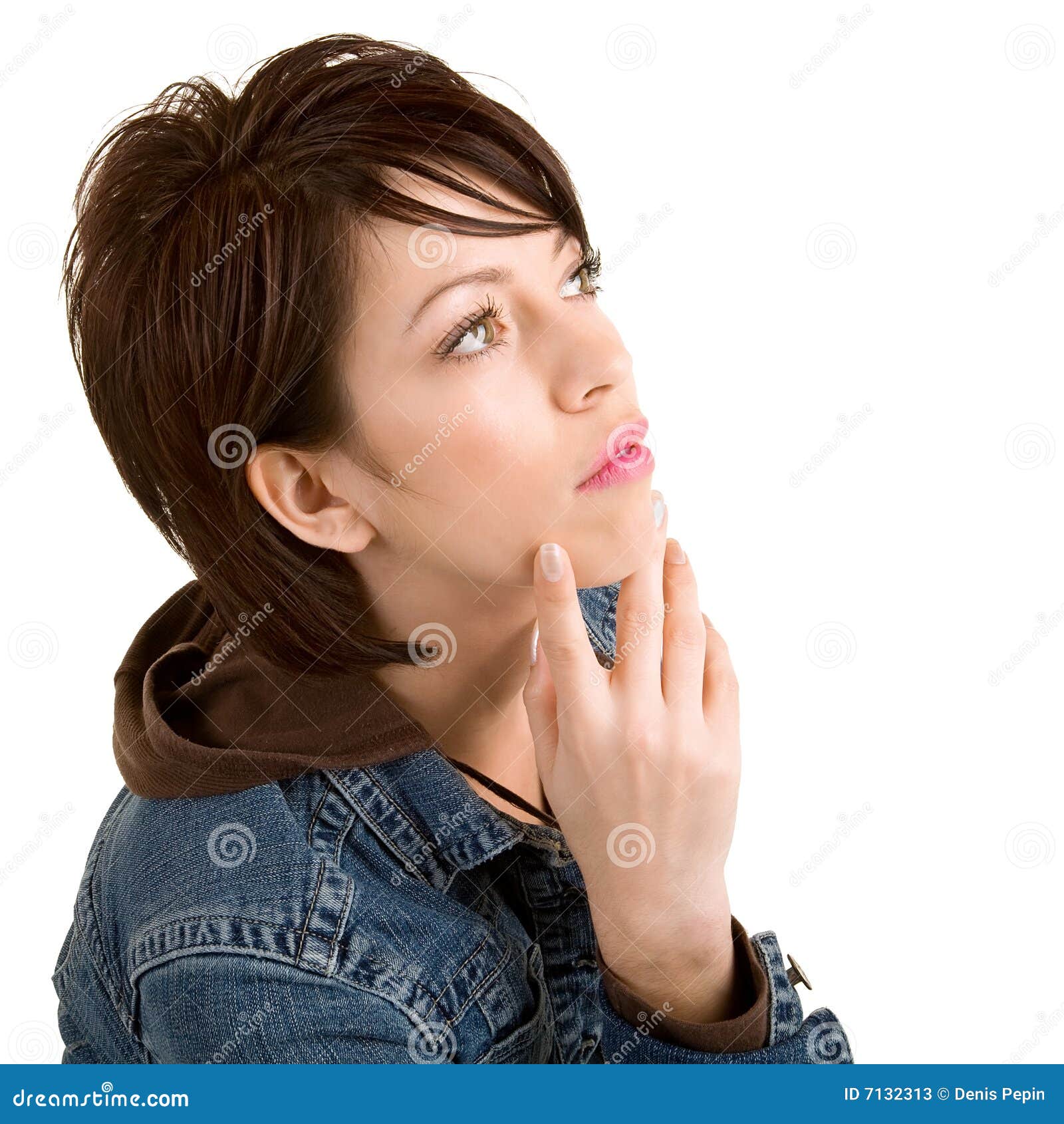 Woman Contemplating on Something Stock Image - Image of away, think ...
