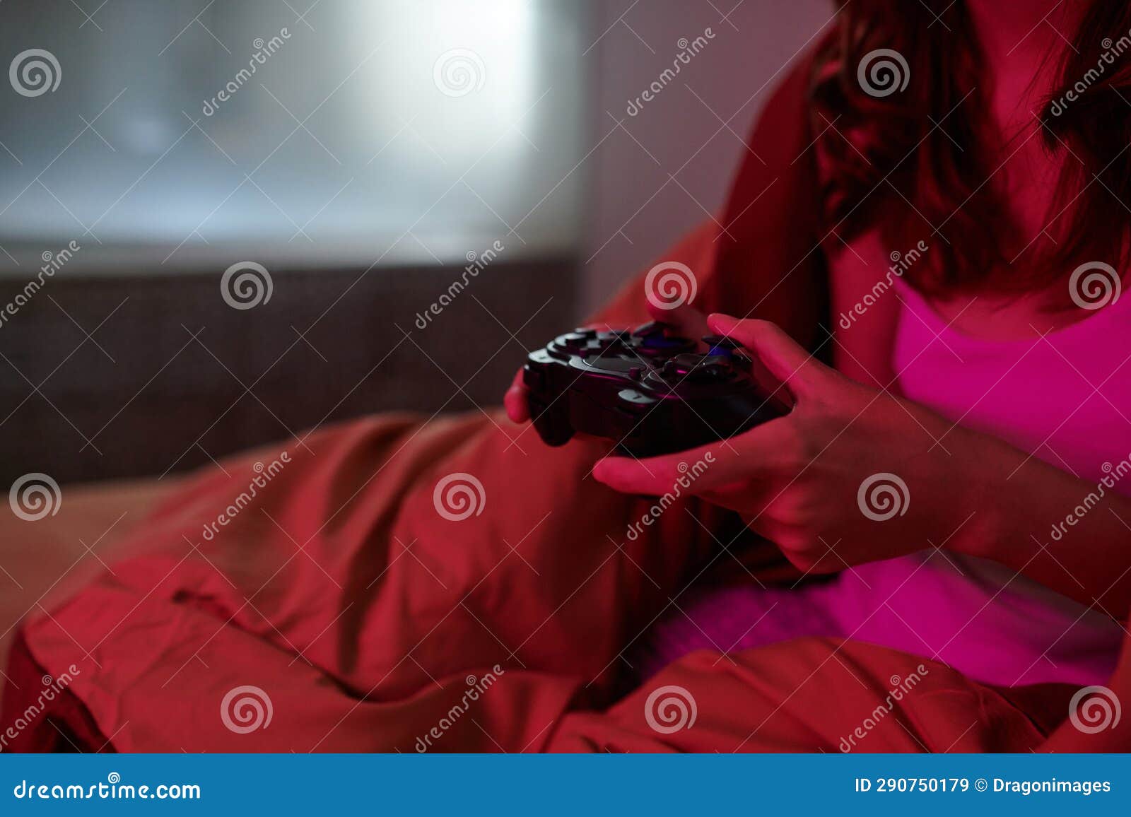 Woman with Controller Playing Videogame Stock Image - Image of game ...