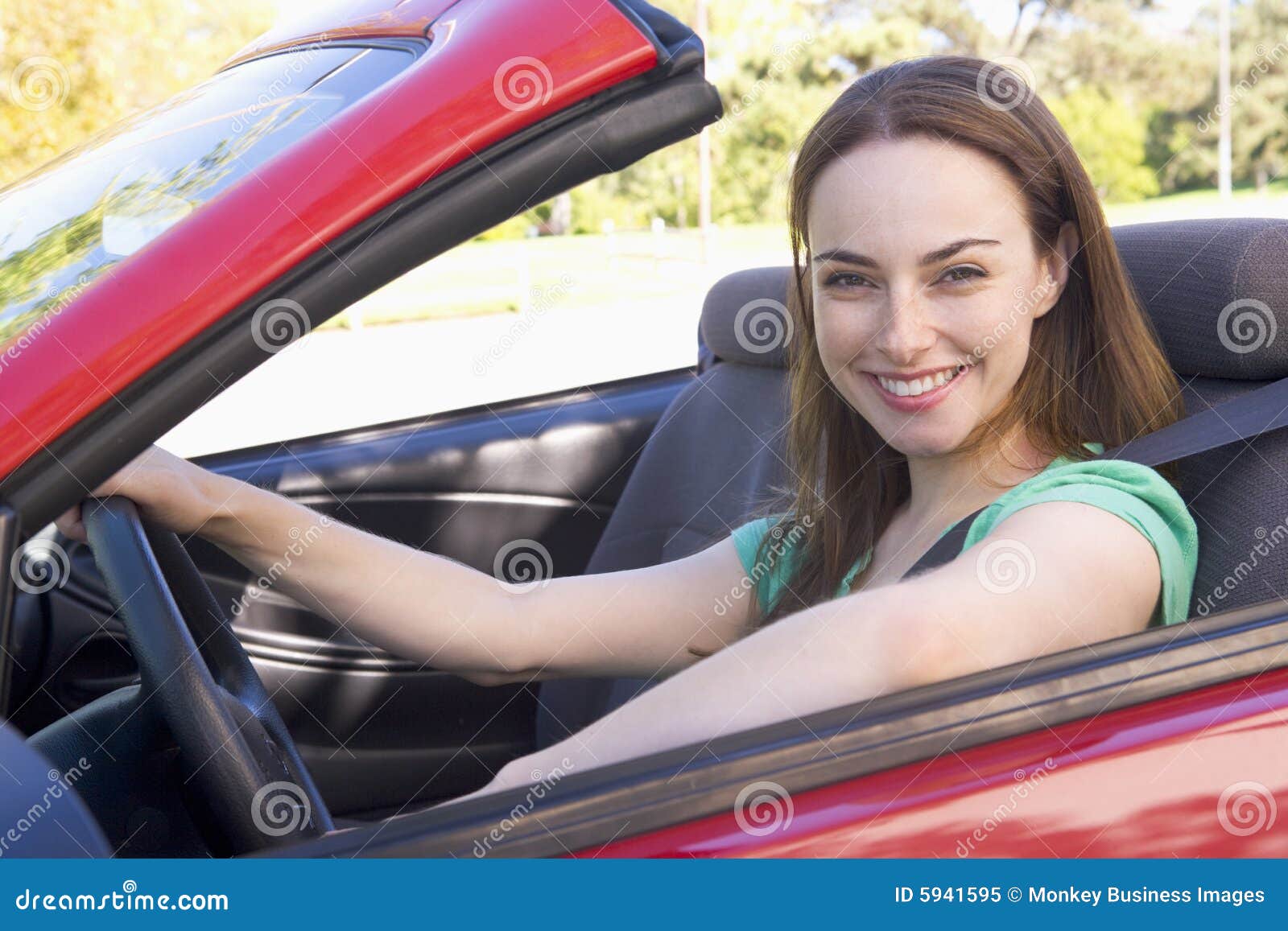 Woman in Convertible Car Smiling Stock Image - Image of generation ...