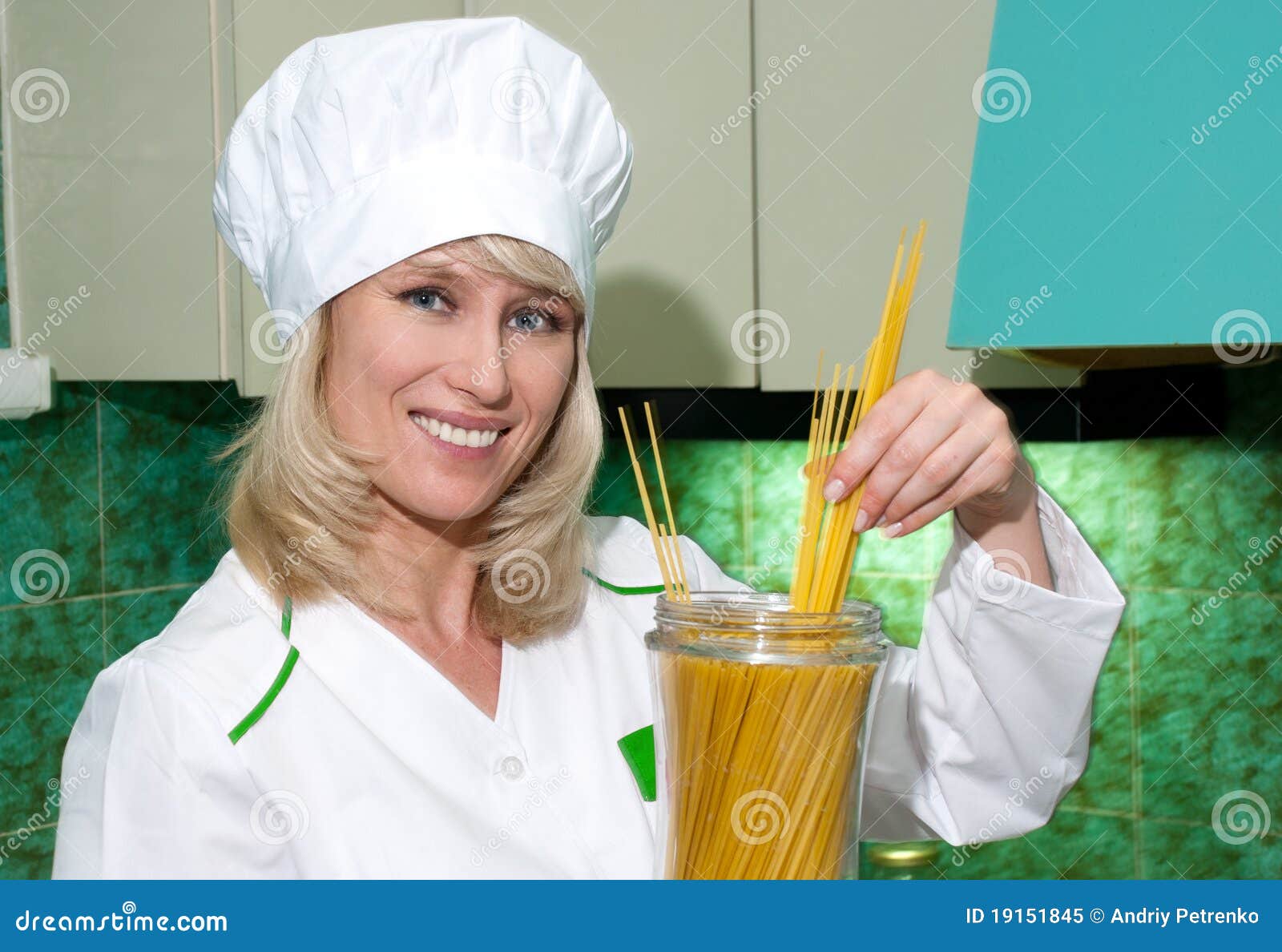 The Woman the Cook from a Spaghetti on Kitchen Stock Image - Image of ...