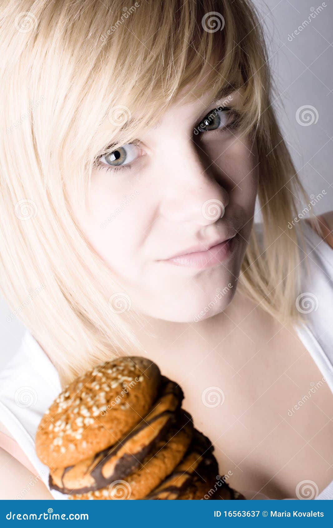 Woman with cookies stock image. Image of girl, food, chocolate - 16563637