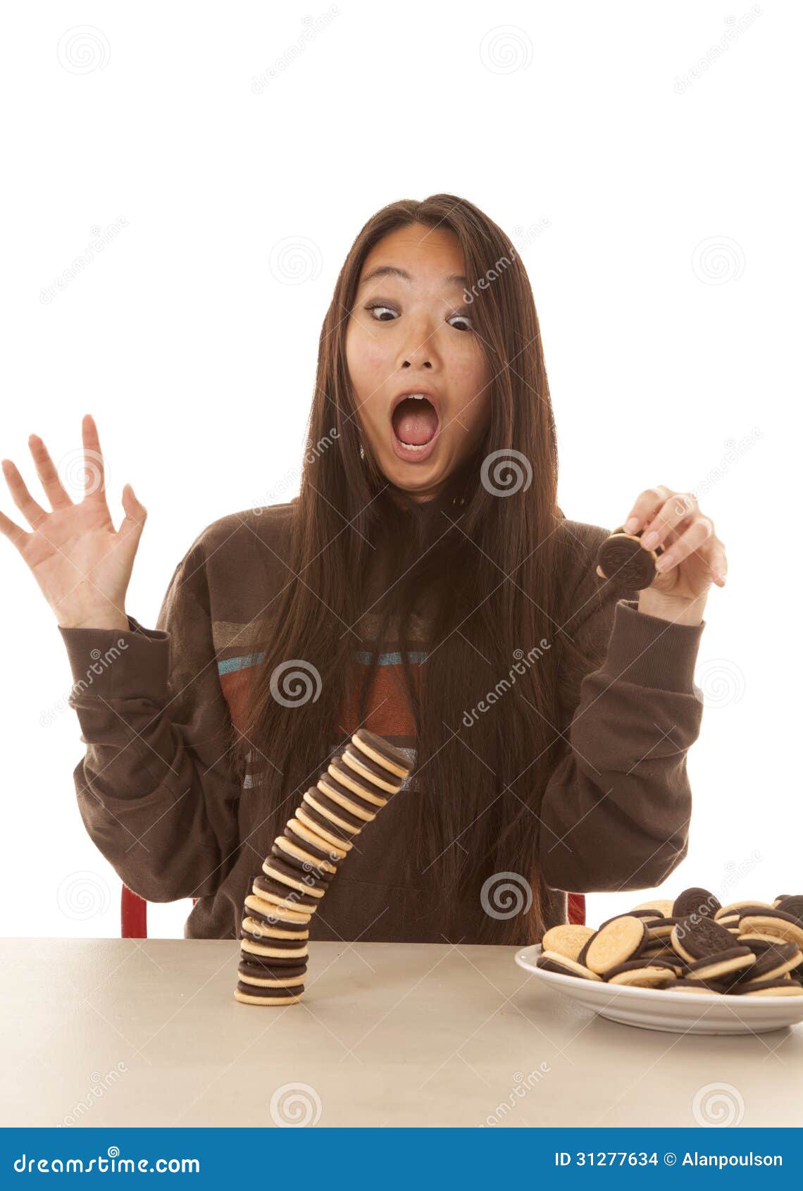 Woman cookies stack fall stock photo. Image of health - 31277634