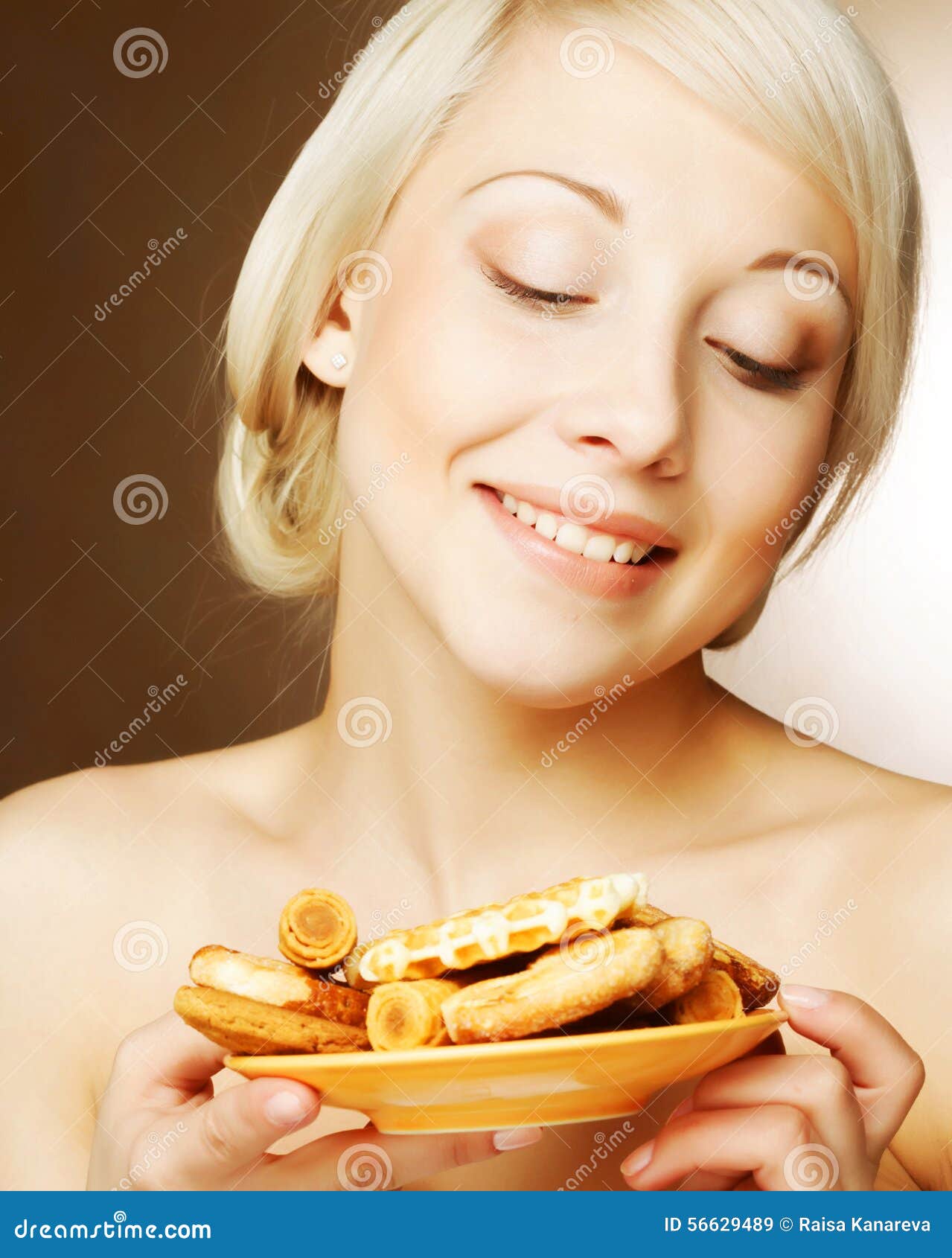 Woman with cookies stock image. Image of chocolate, cute - 56629489