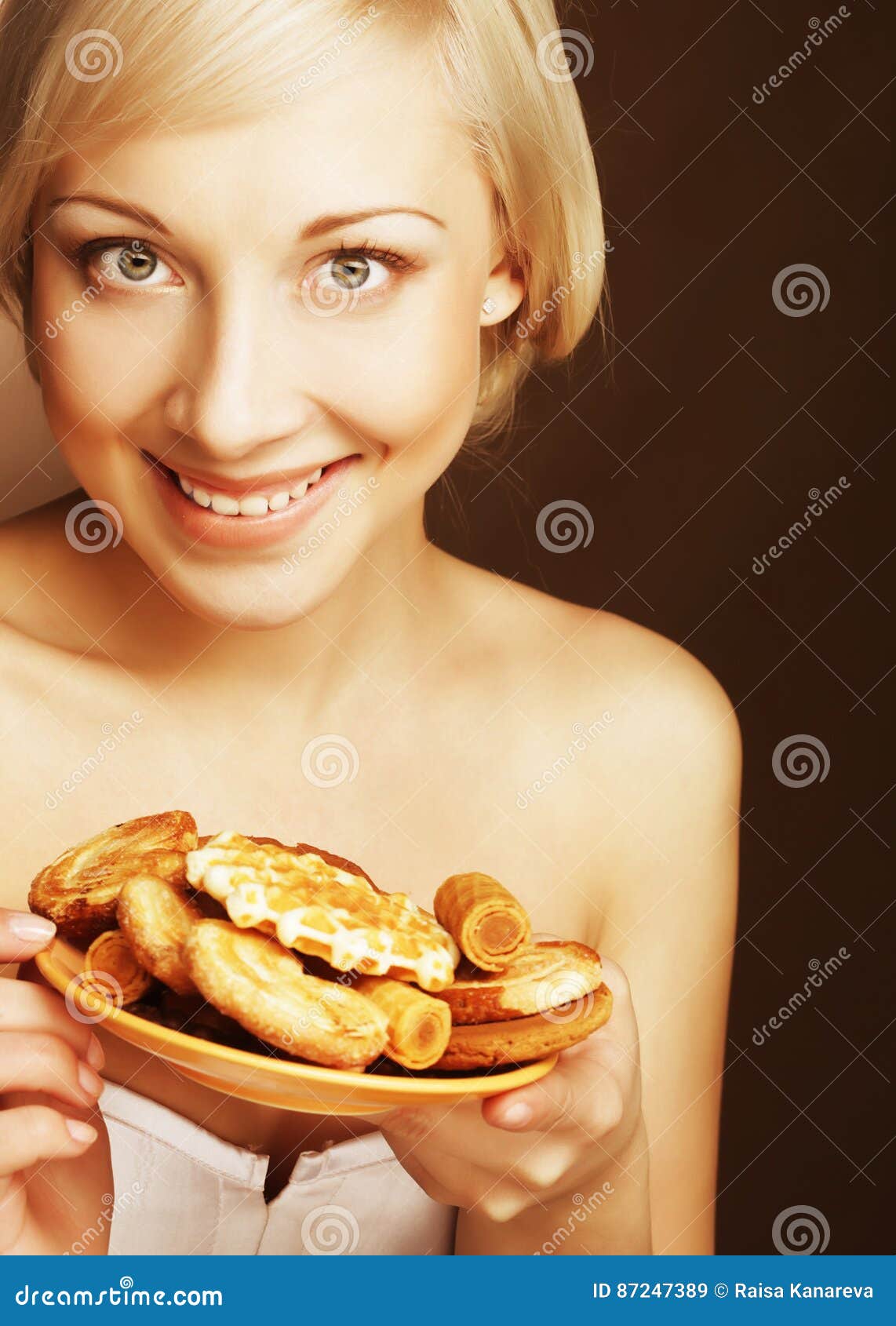 Woman with cookies stock image. Image of delicious, girl - 87247389