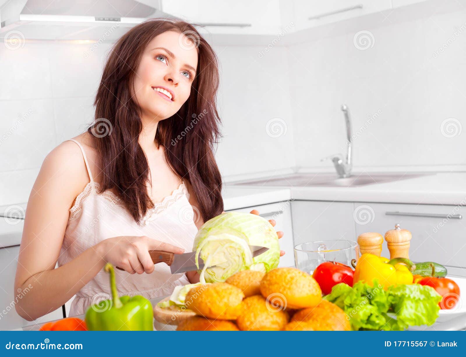 Woman cooking stock image. Image of smile, female, house - 17715567