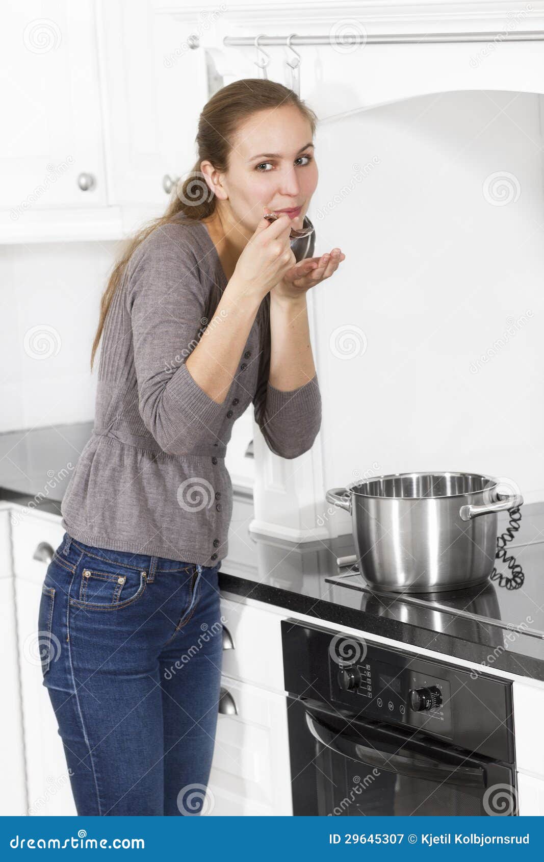 Woman Cooking stock image. Image of woman, smiling, horizontal - 29645307