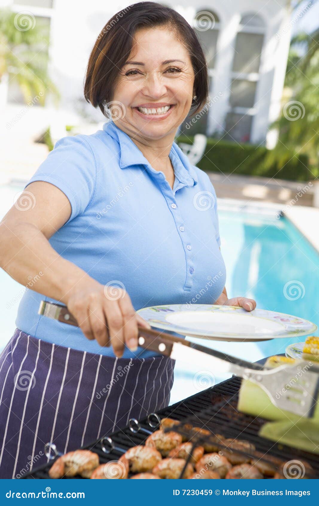 Woman Cooking on a Barbeque Stock Image - Image of house, barbeque: 7230459