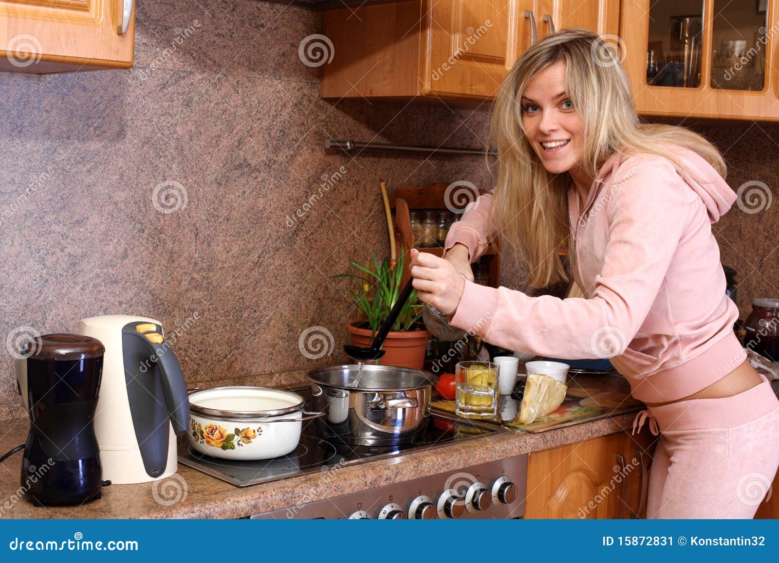 Woman cooking dinner stock image. Image of dinner, caucasian - 15872831