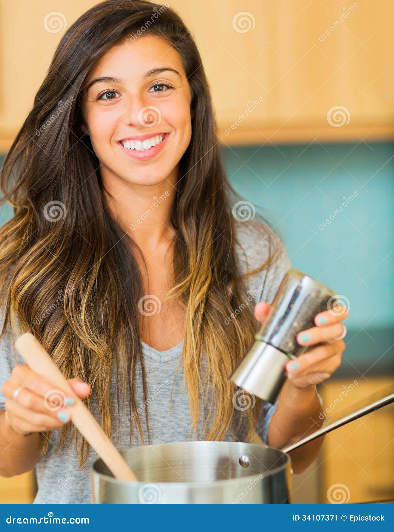 Woman Cooking Dinner stock image. Image of lifestyle - 34107371