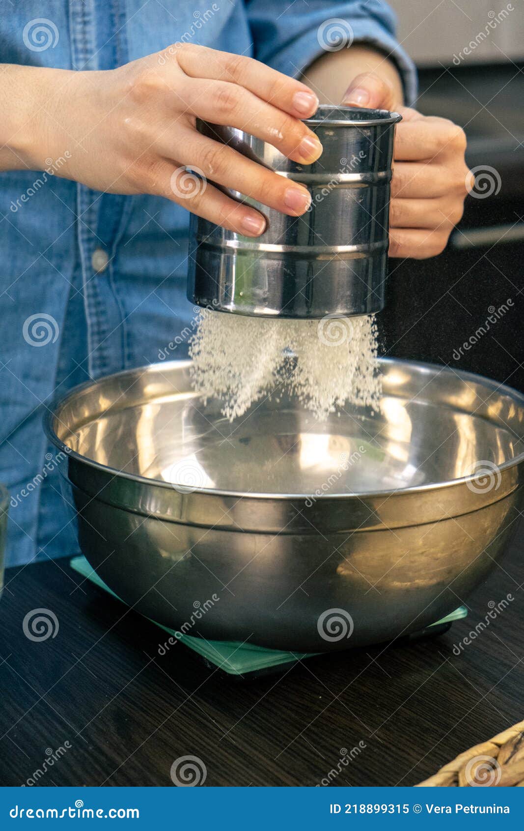Woman cooking with flour stock image. Image of flour - 218899315