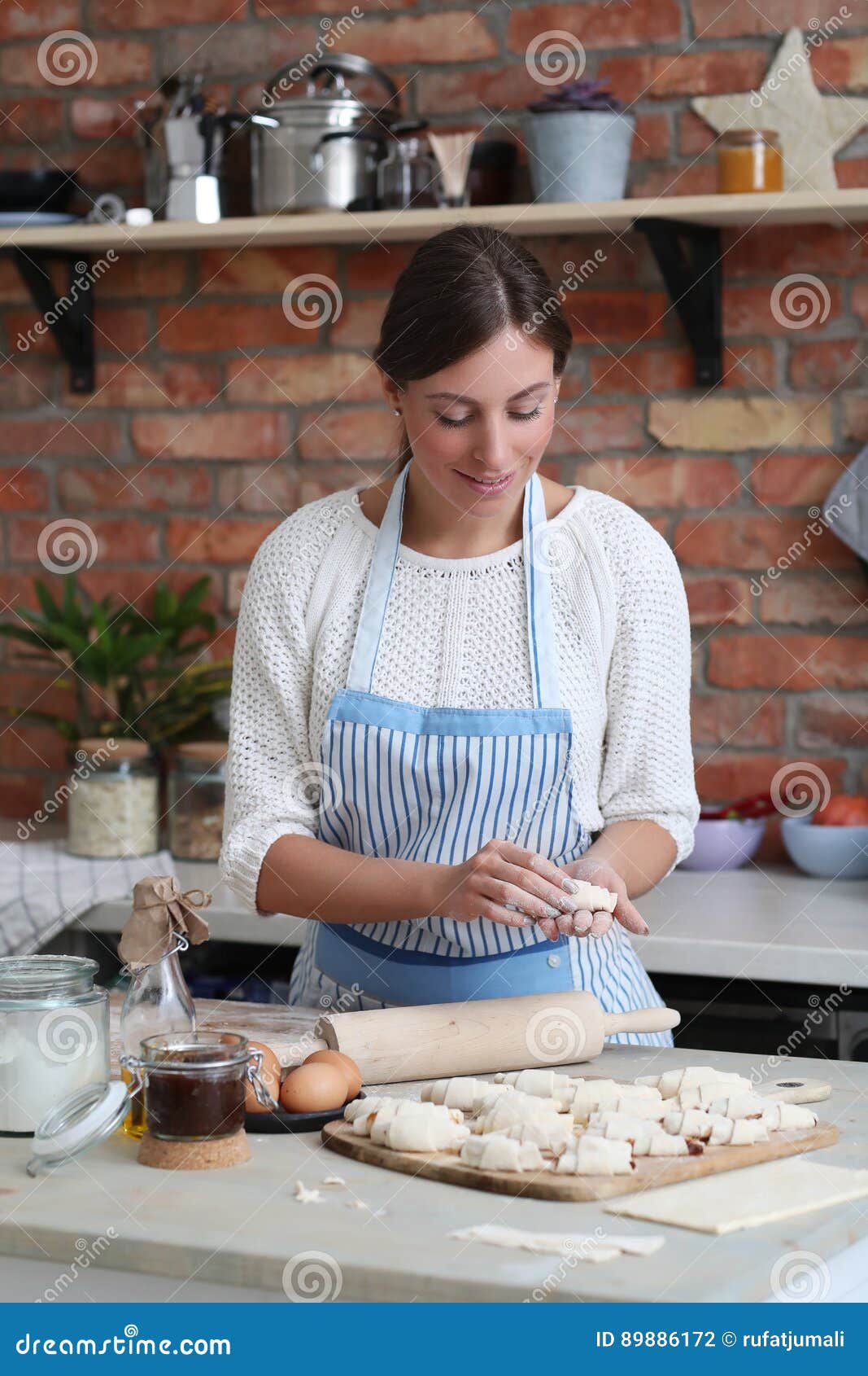 Woman cooking stock photo. Image of homemade, baker, apron - 89886172