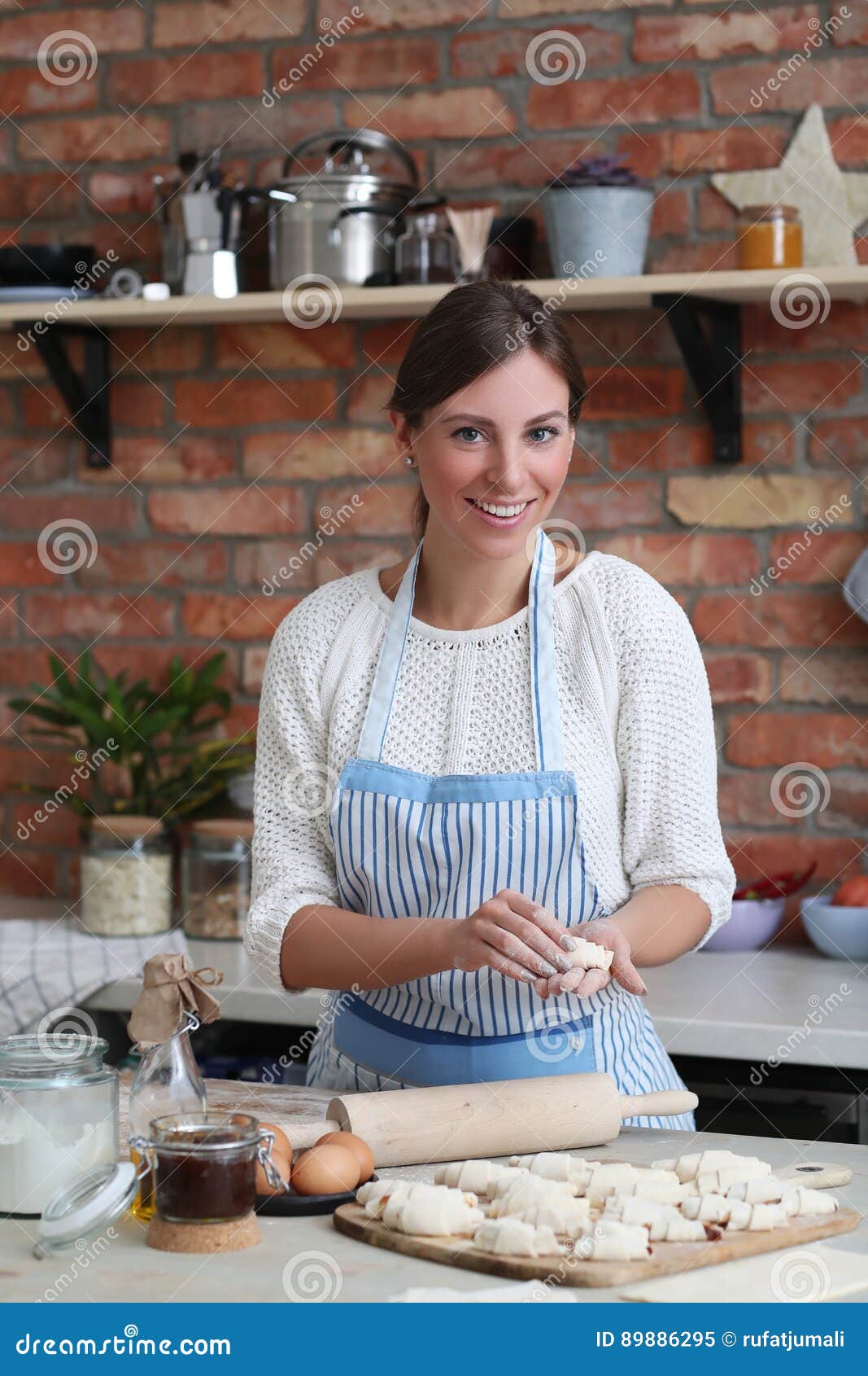 Woman cooking stock image. Image of dessert, flour, baking - 89886295