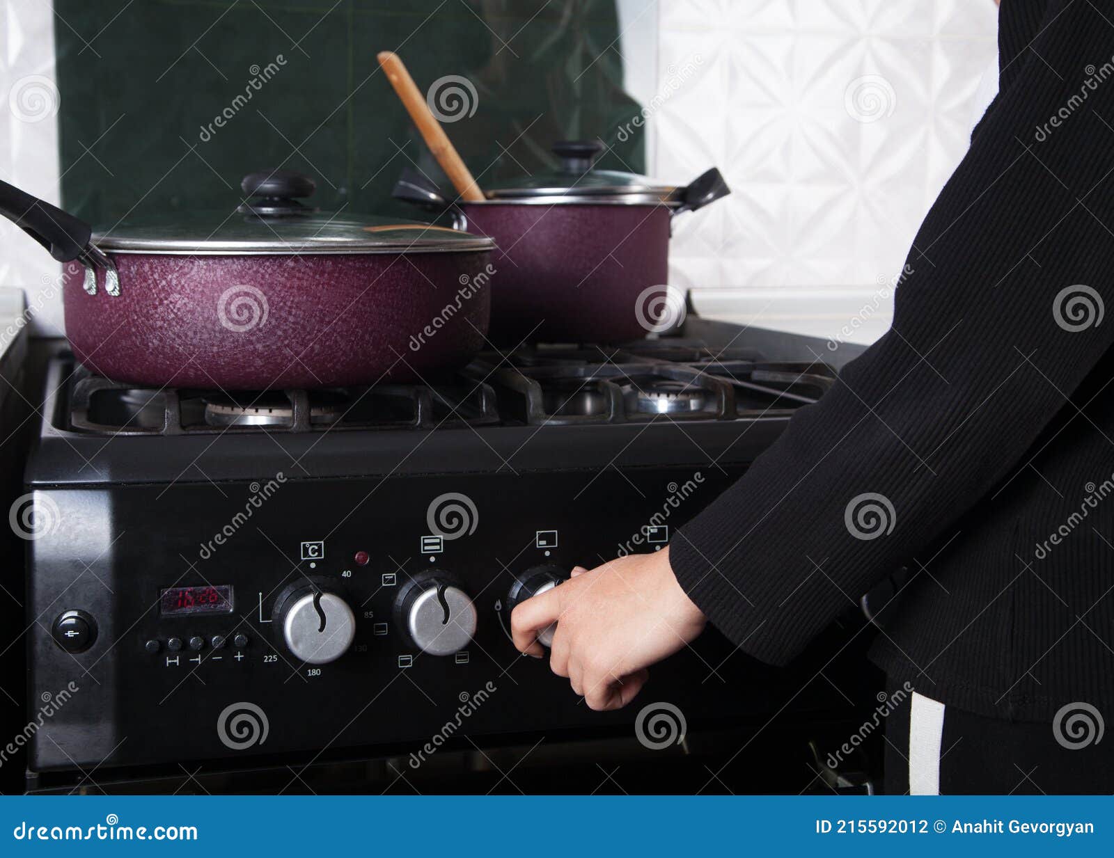 Woman is Cooking on the Gas in the Kitchen Stock Photo - Image of stove ...