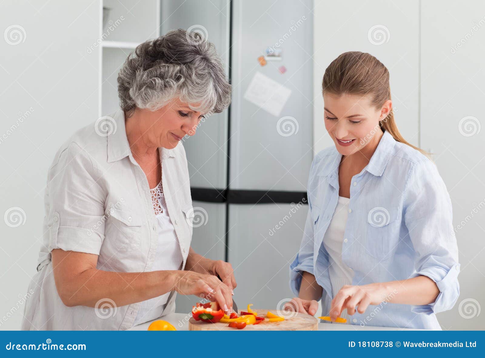 Woman Cooking with Her Mother Stock Photo - Image of home, smile: 18108738