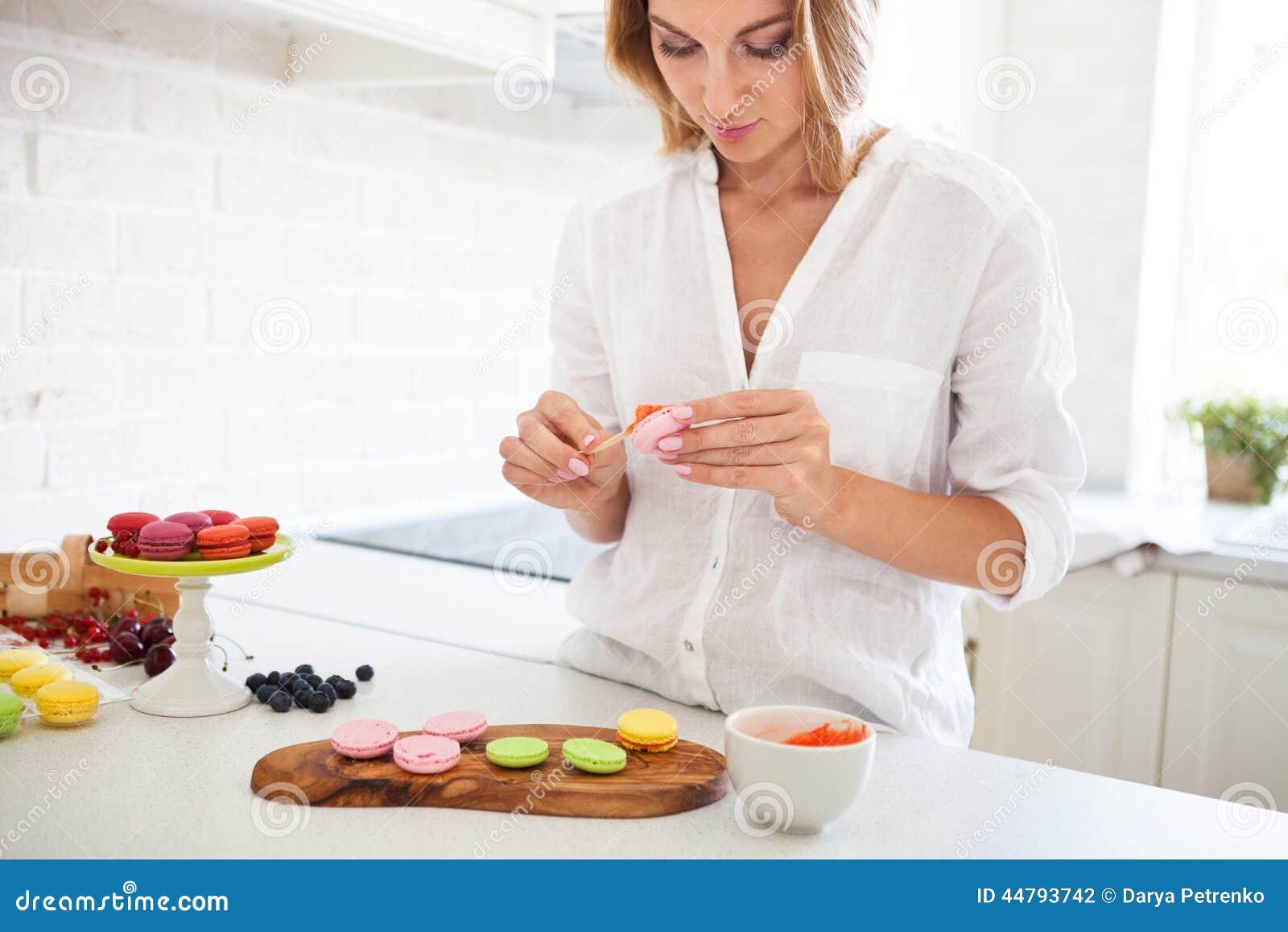 Woman Cooking Homemade Macarons Stock Photo - Image of food, macaroon ...