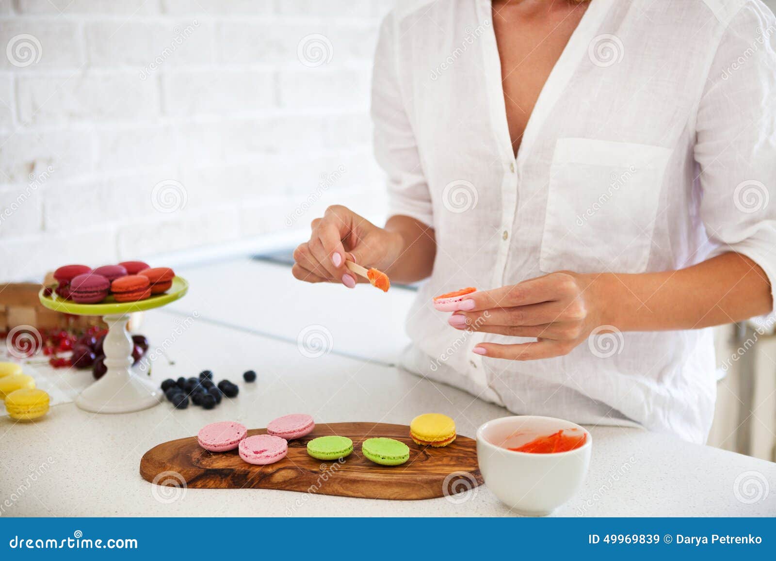 Woman Cooking Homemade Macarons Stock Image - Image of dieting, female ...