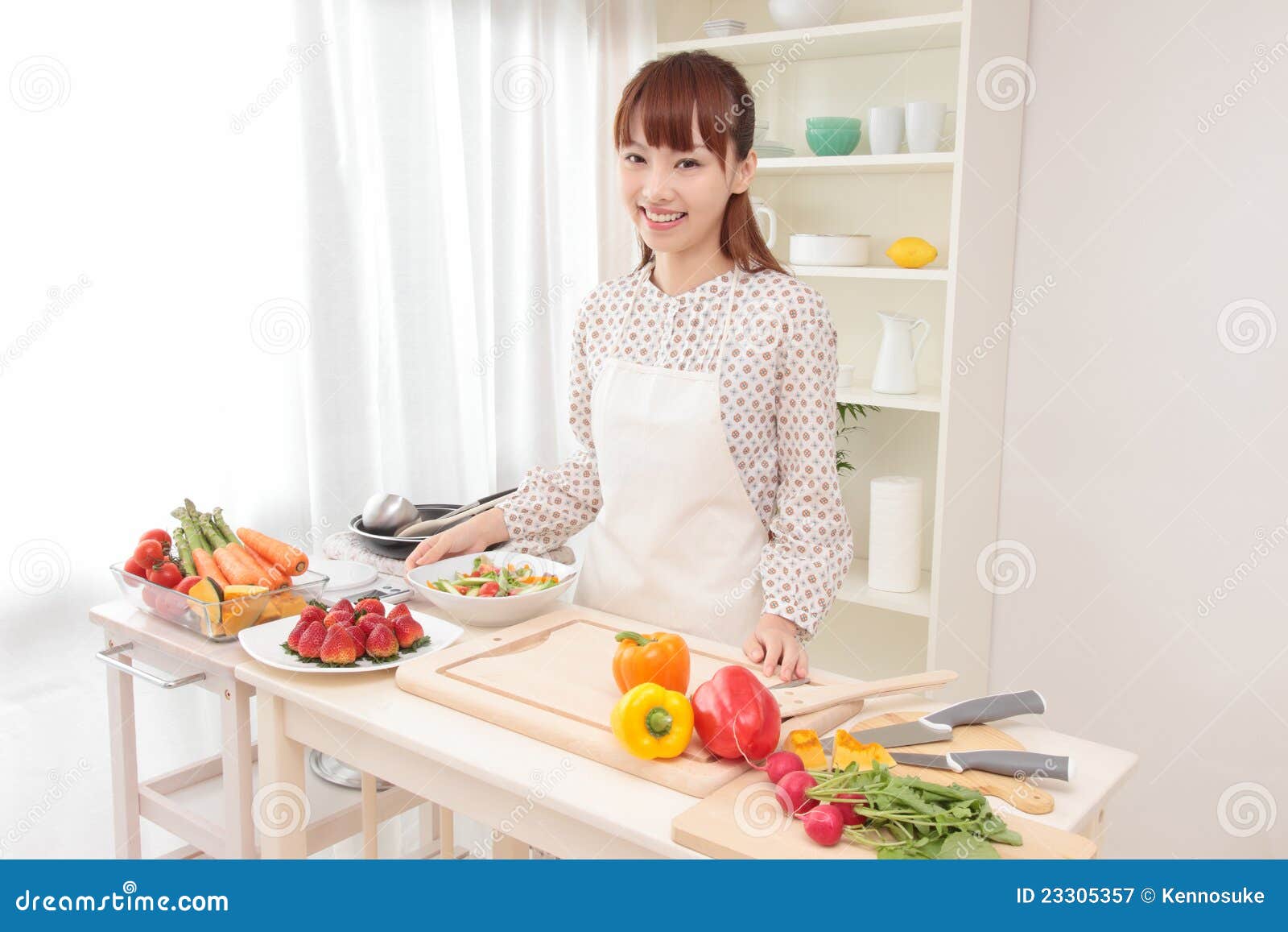 Woman cooking in kitchen stock image. Image of food, chinese - 23305357