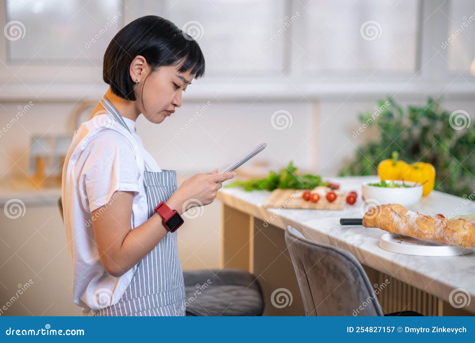 Woman Cooking Something Vegetarian in the Kitchen Stock Image - Image ...