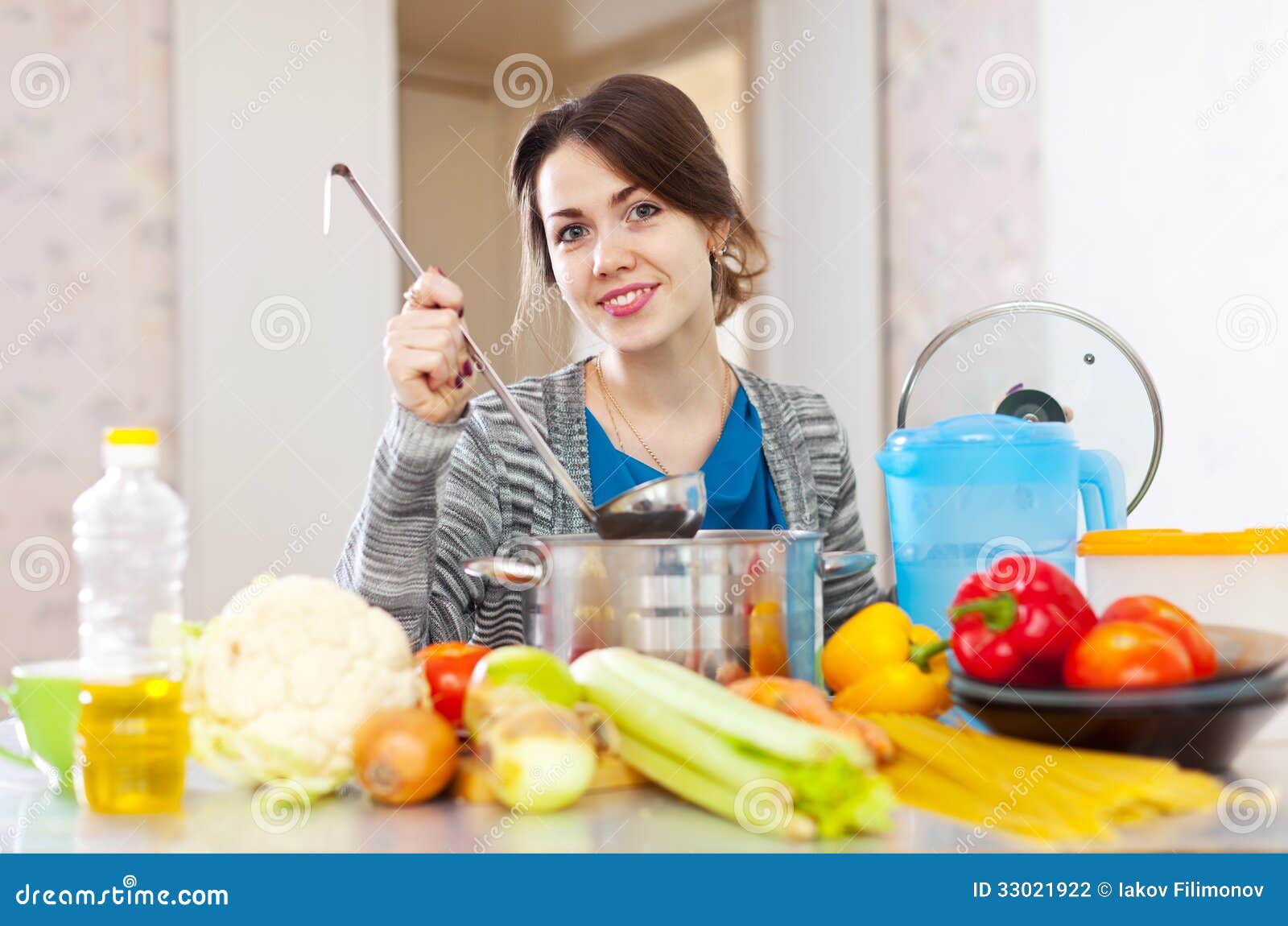 Woman cooking soup stock photo. Image of lunch, culinary - 33021922
