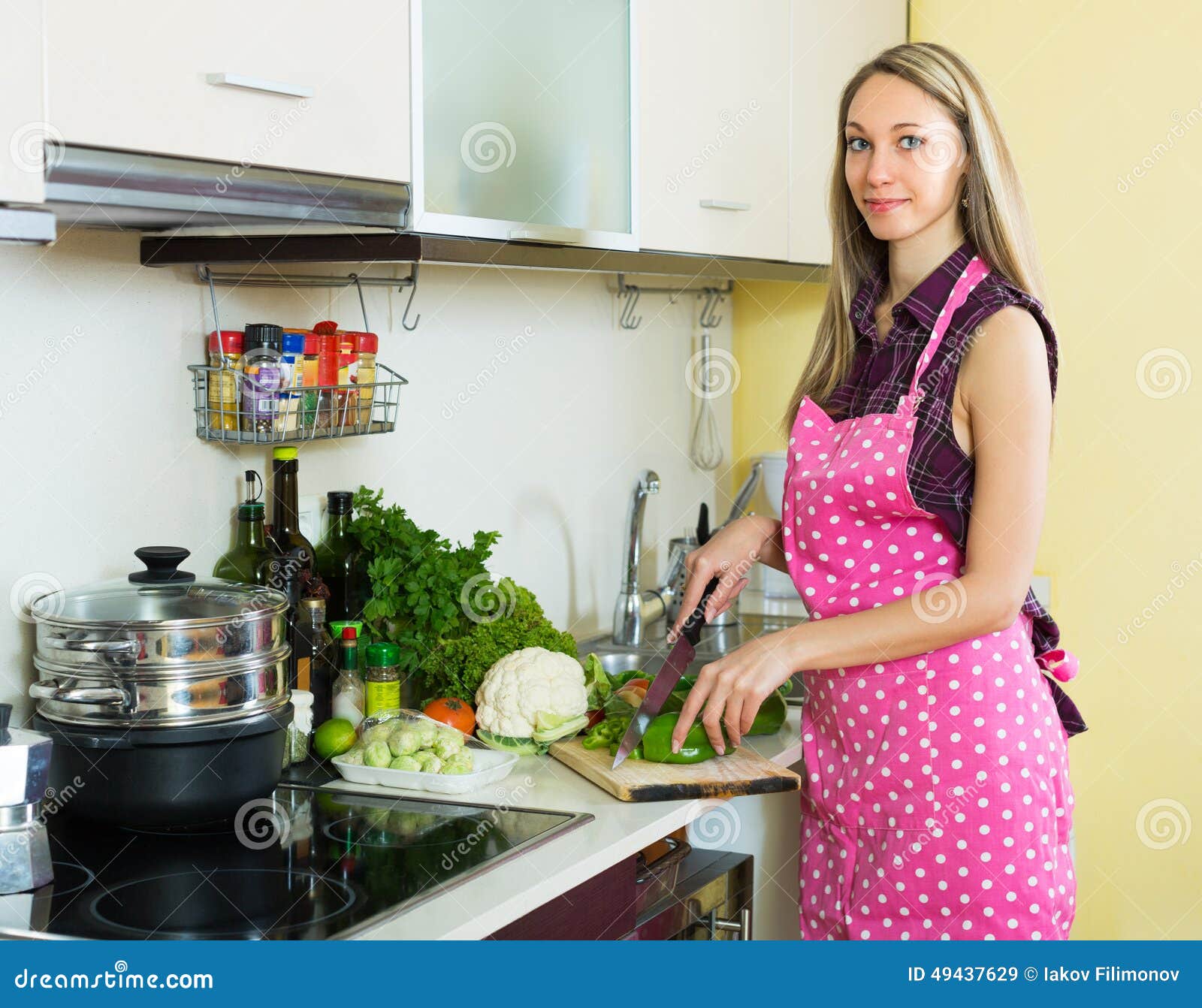 Woman Cooking with Vegetables Stock Image - Image of veggy, health ...