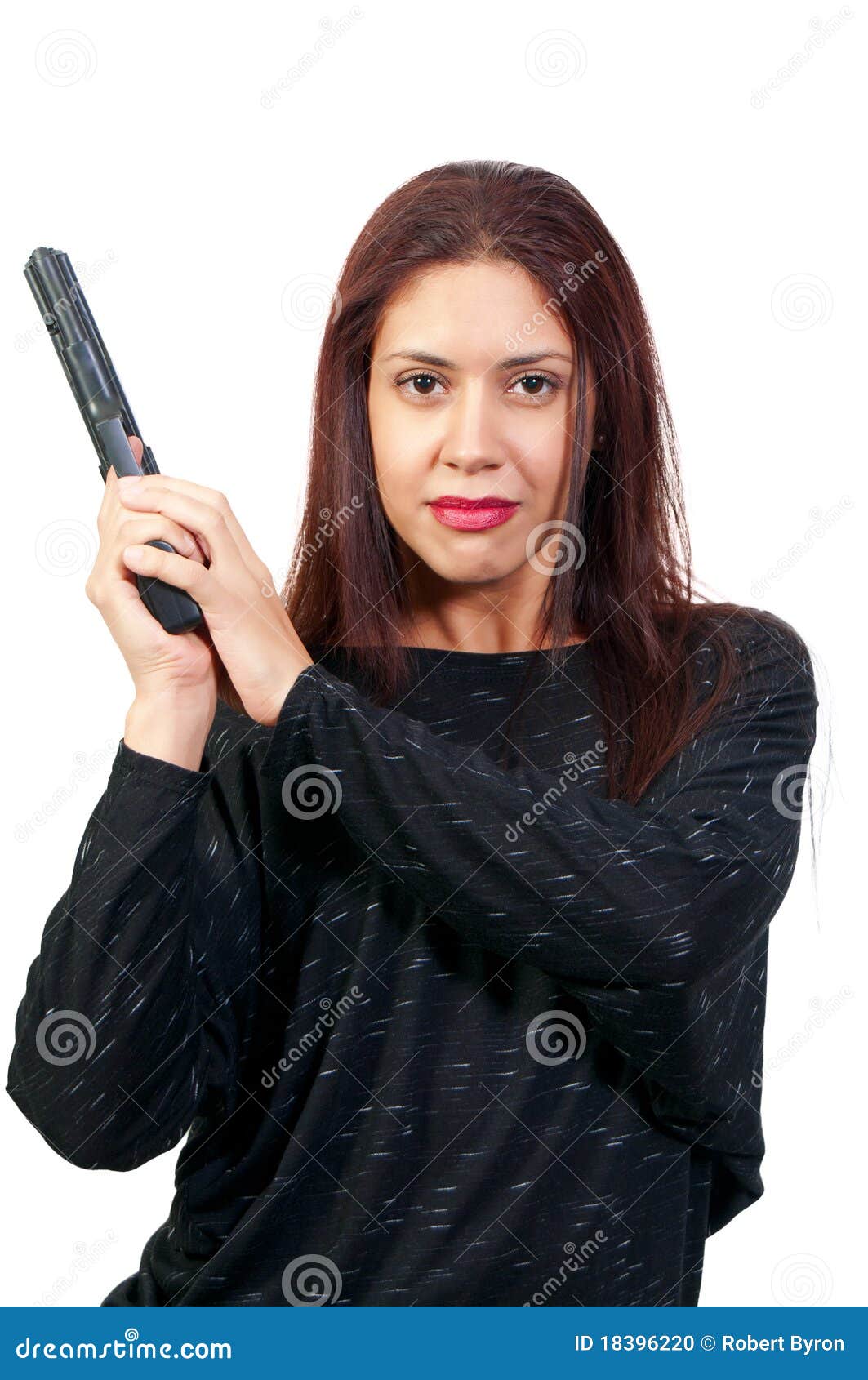 Woman Cop with Gun stock photo. Image of enforcemant - 18396220