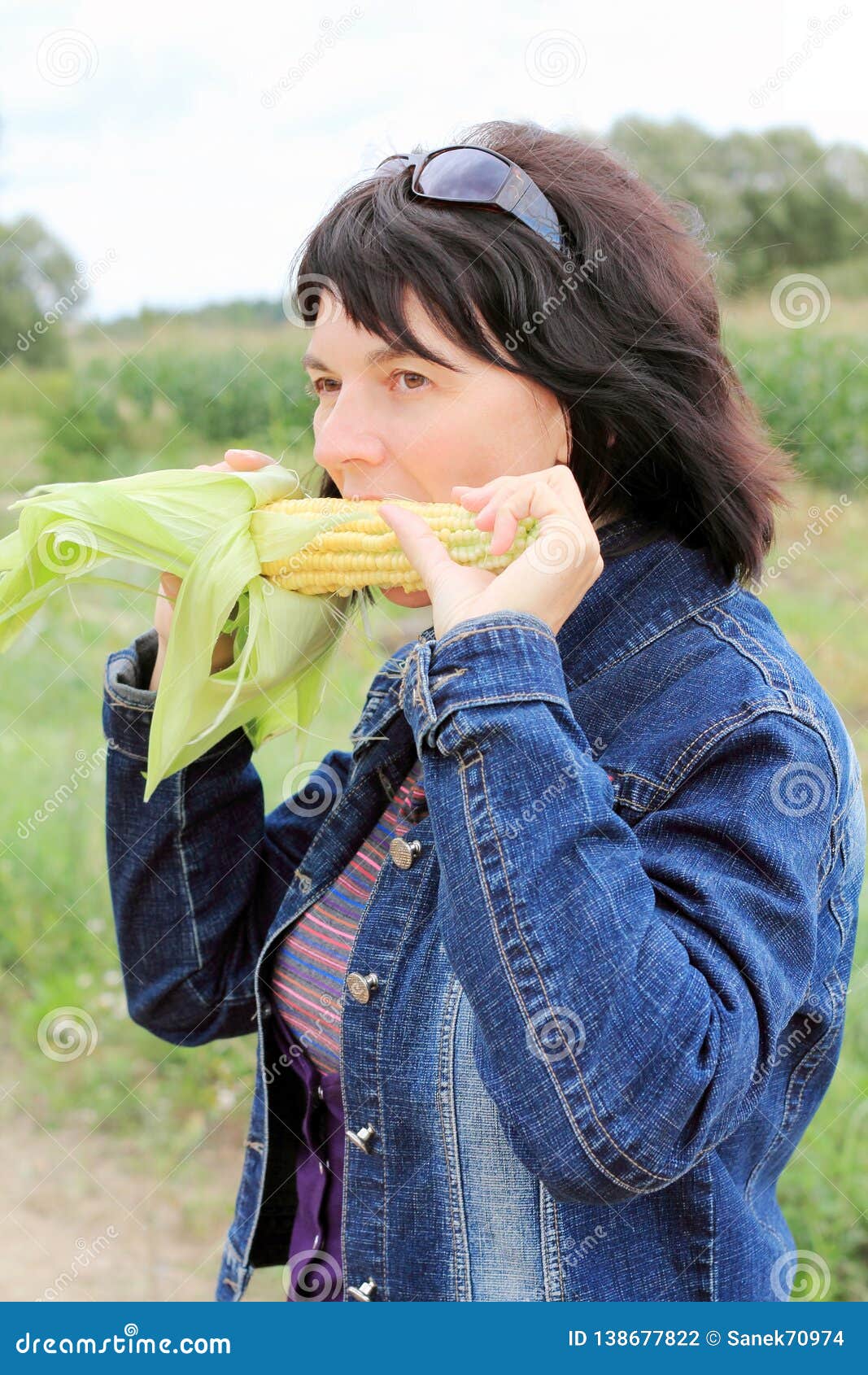 Woman in corn stock photo. Image of caucasian, happiness - 138677822