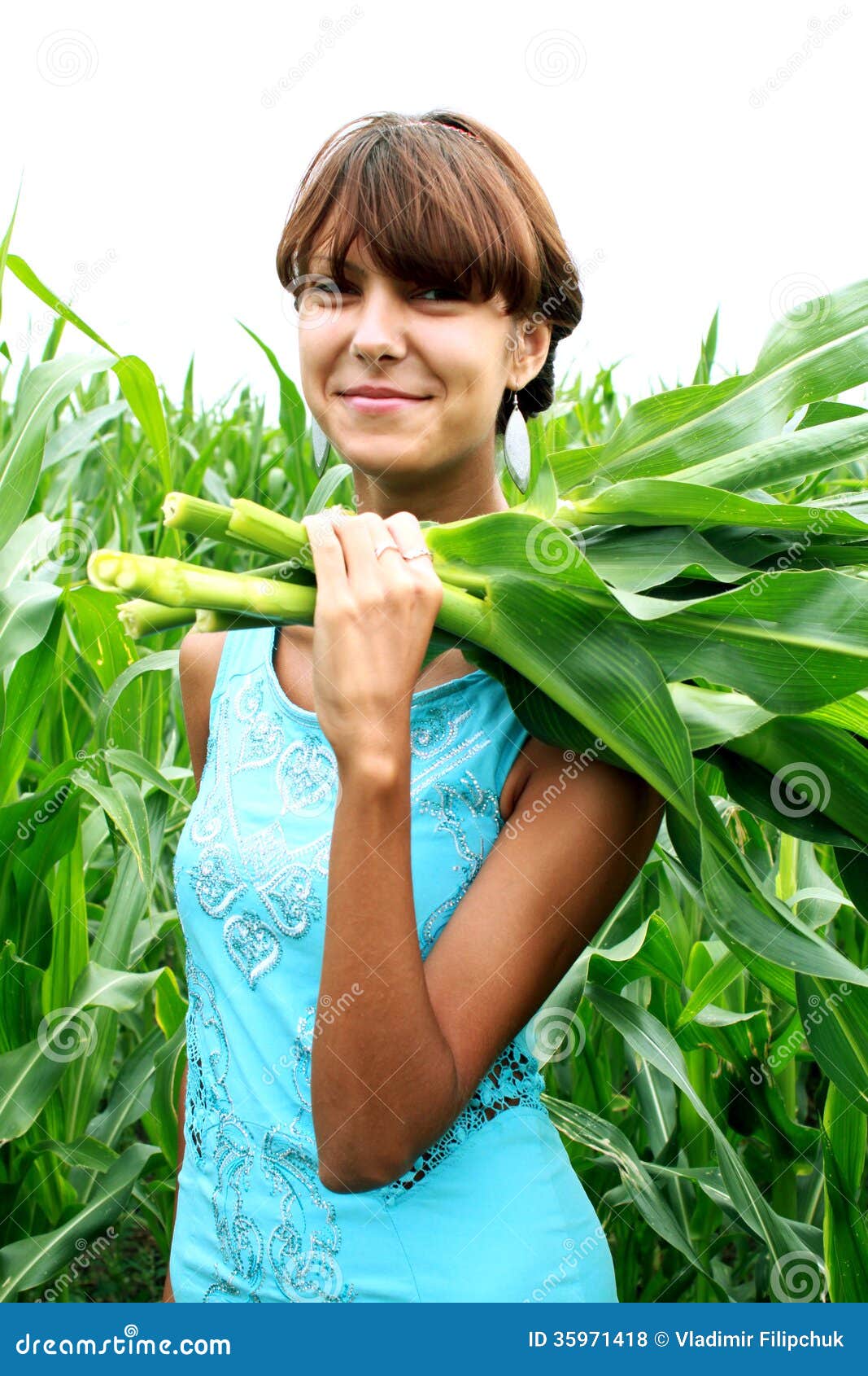 Woman corn stock photo. Image of corn, gloves, smile - 35971418