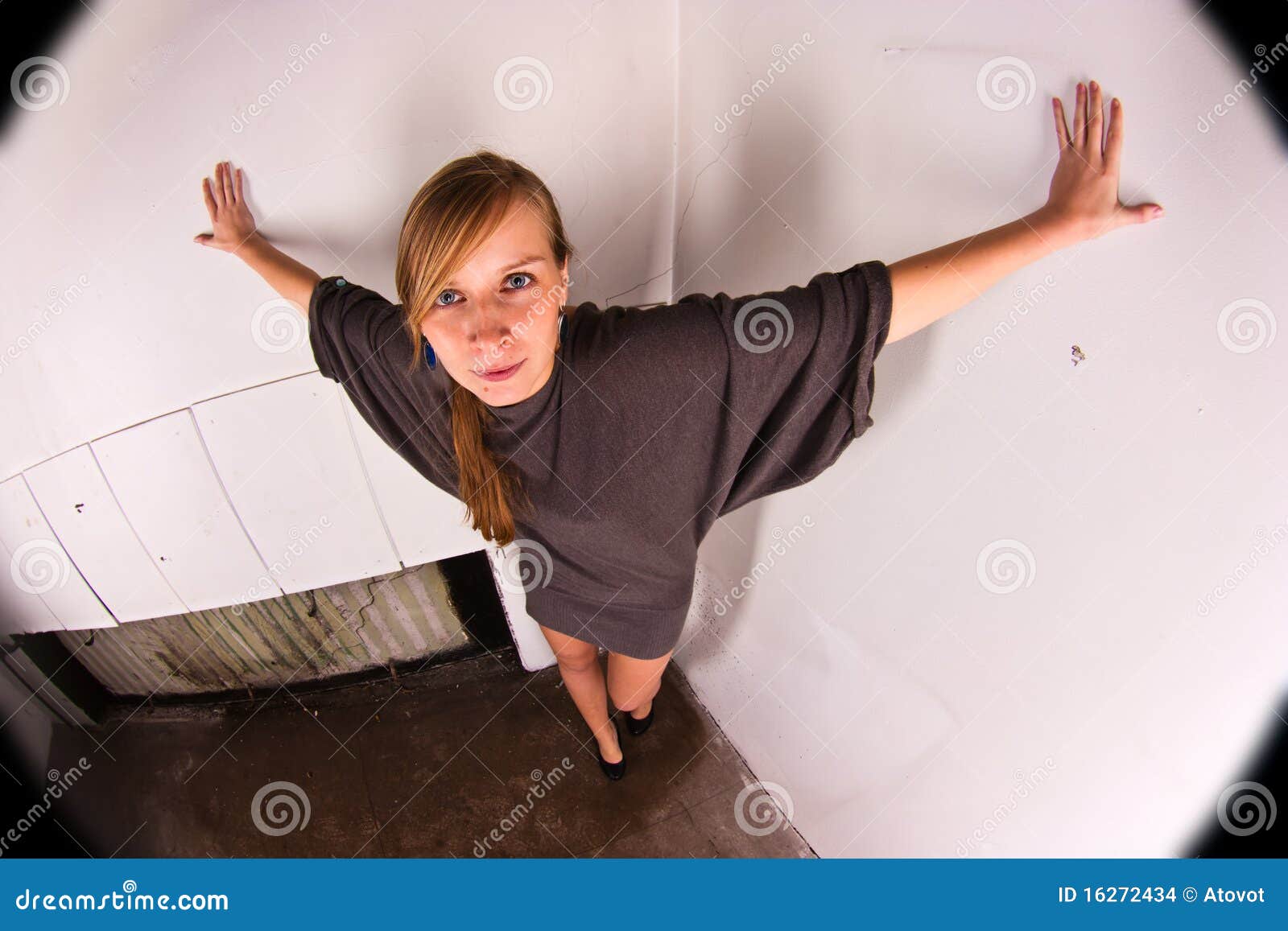 Woman in the corner stock photo. Image of arms, head - 16272434