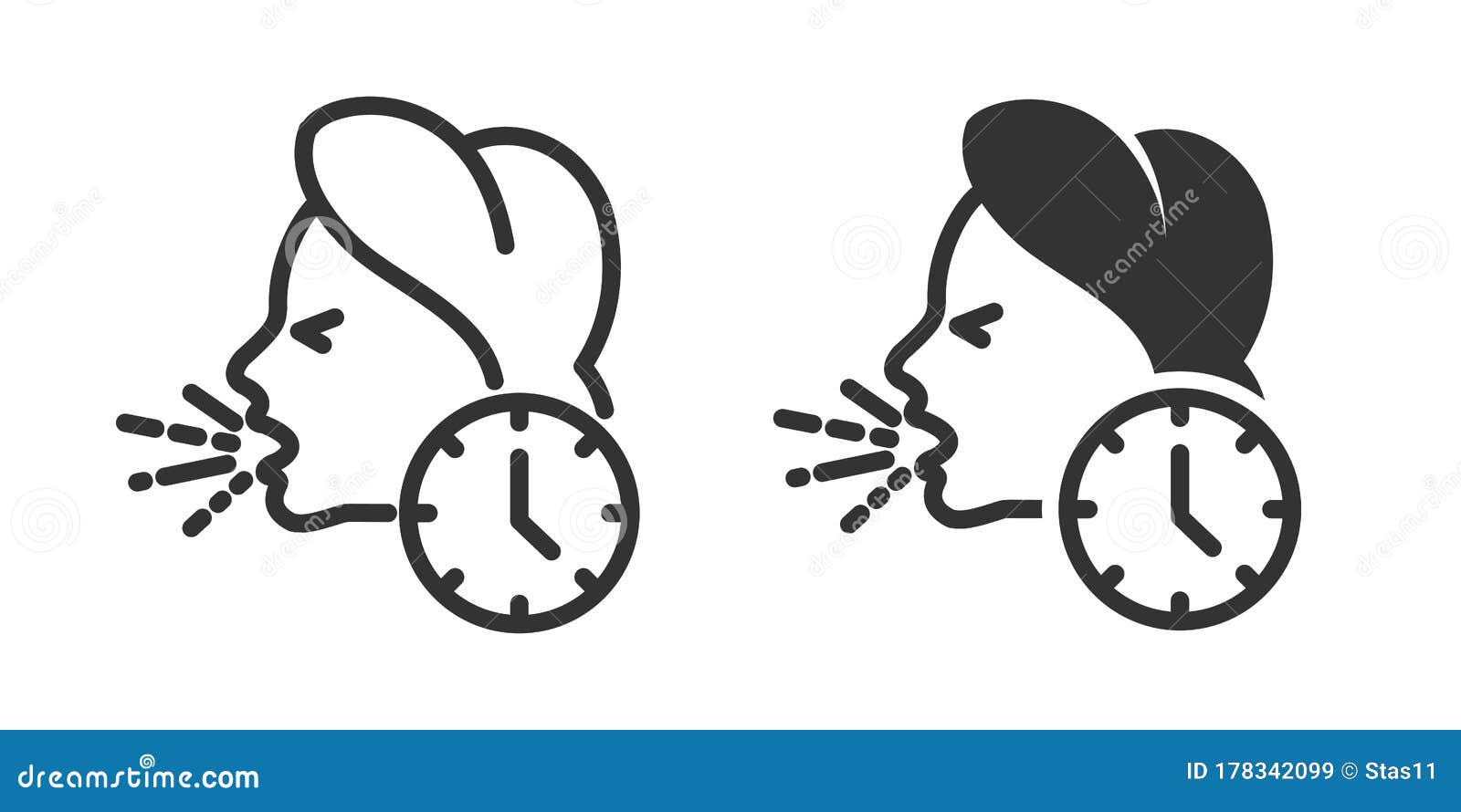 Woman Cough Icon in Two Versions in Simple Design. Vector Illustration ...