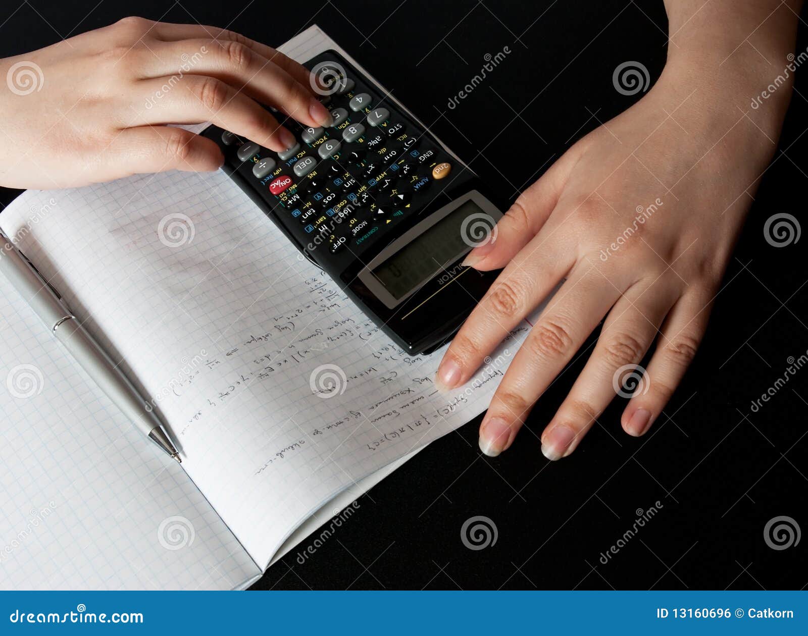 Woman Counting with a Calculator Stock Photo - Image of right, closeup ...