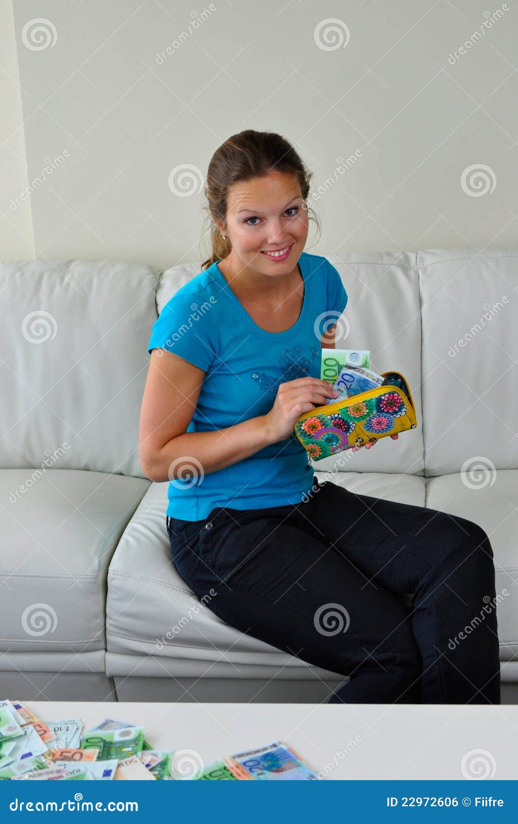 Woman counting money stock photo. Image of hair, spending - 22972606