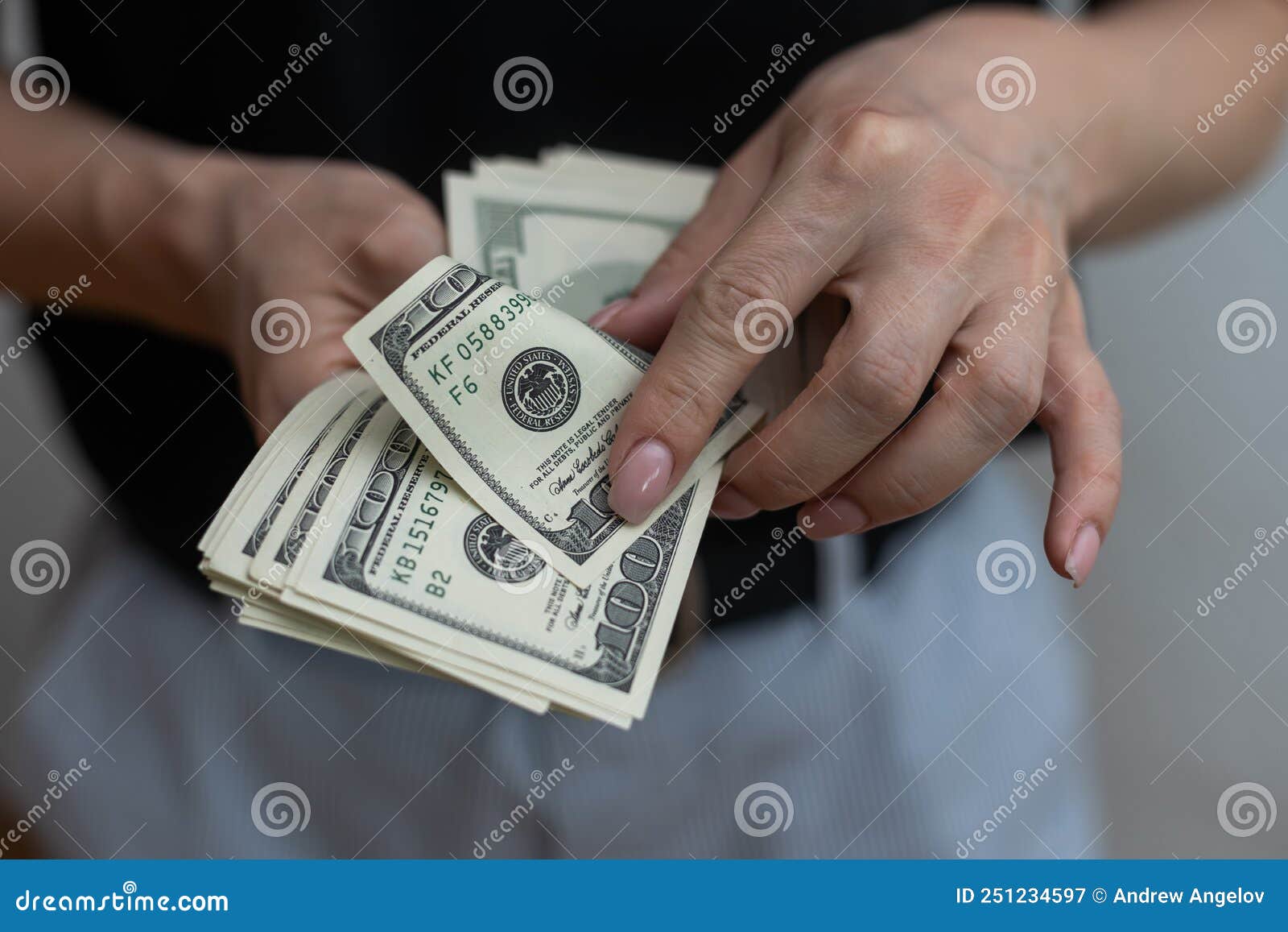 Woman Counting Money, US Dollars Stock Image - Image of balance ...
