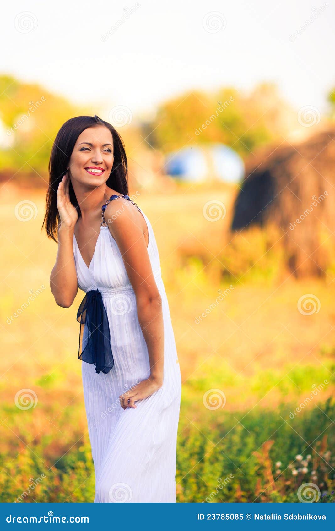 Woman in countryside stock image. Image of happy, female - 23785085