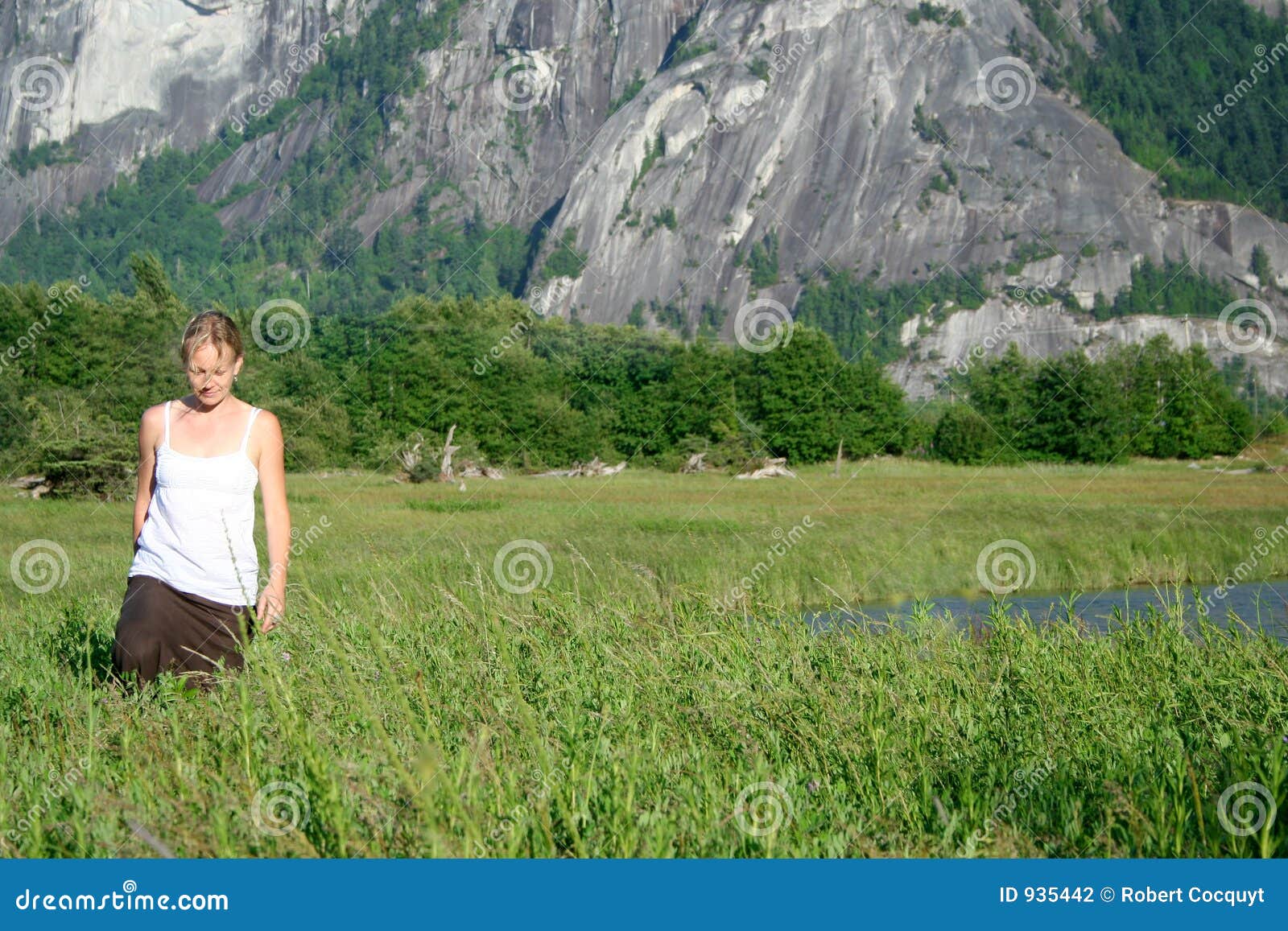 Woman in countryside stock photo. Image of casual, fields - 935442