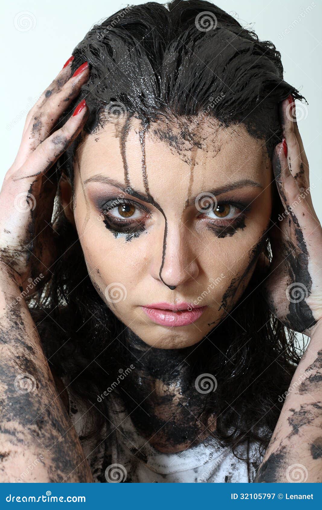 Woman covered in mud stock image. Image of adult, beautiful - 32105797