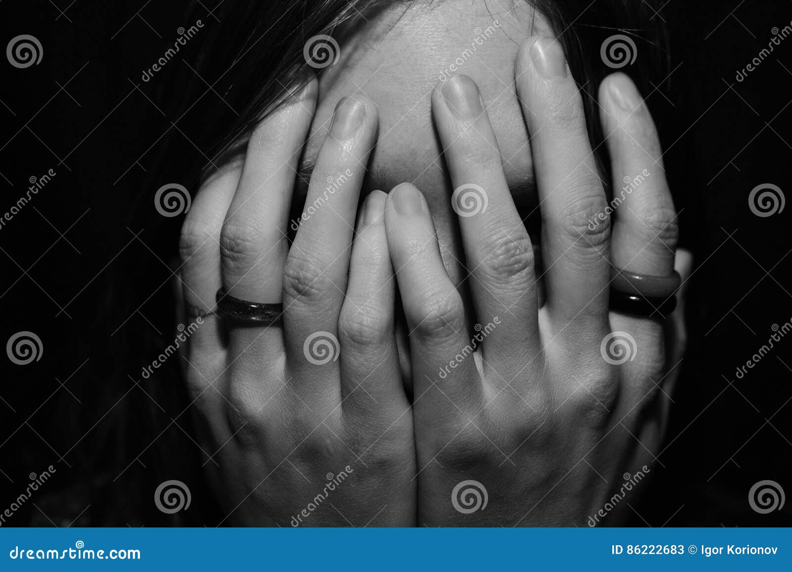 Woman Covering Face With Hands Stock Image Image Of Cover Close