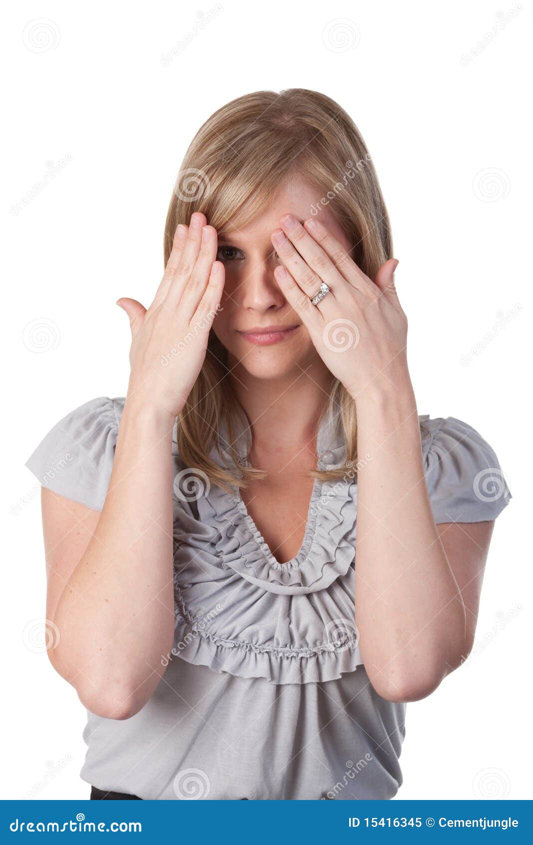 Woman Covering Her Eyes with Hands Stock Image - Image of pretty ...