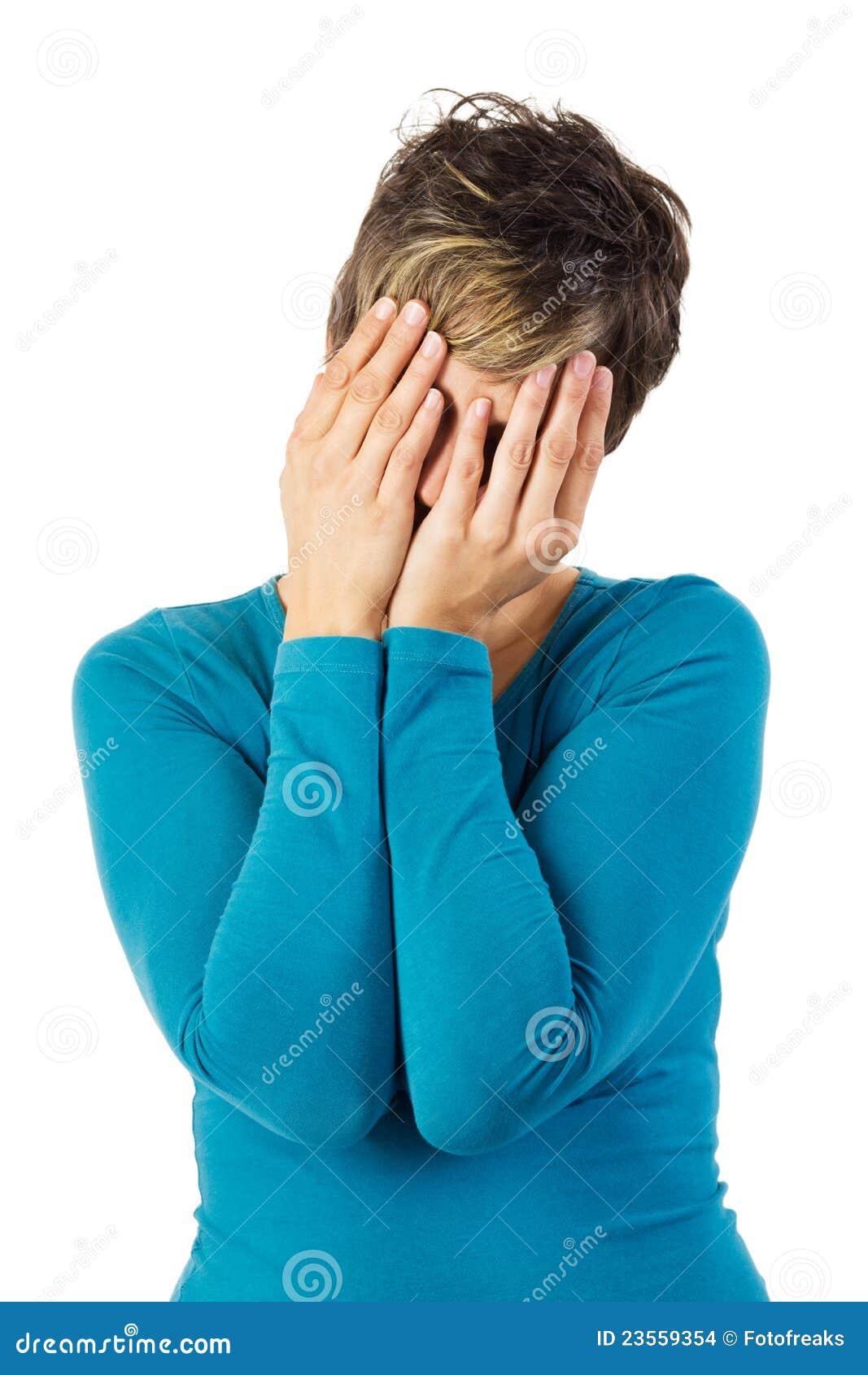 Woman Covering Her Face with Both Hands Stock Photo - Image of female ...