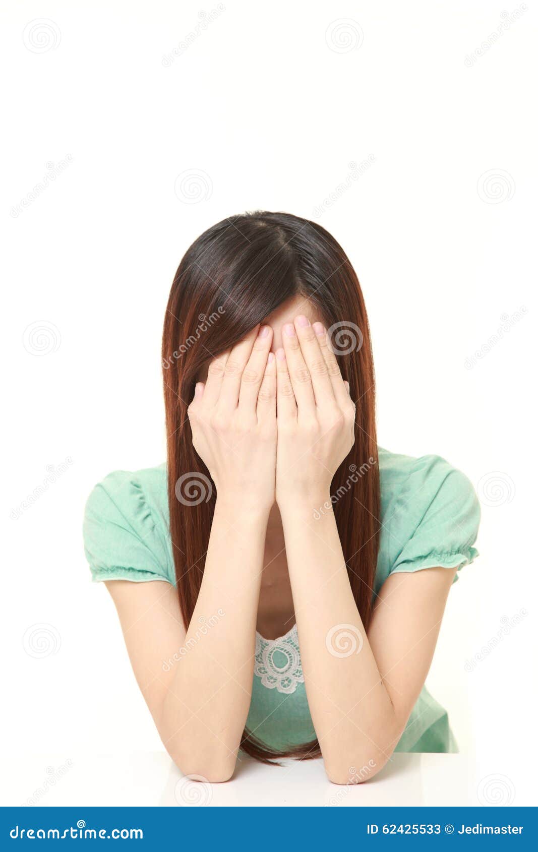 Woman Covering Her Face With Hands Stock Image Image Of Closed