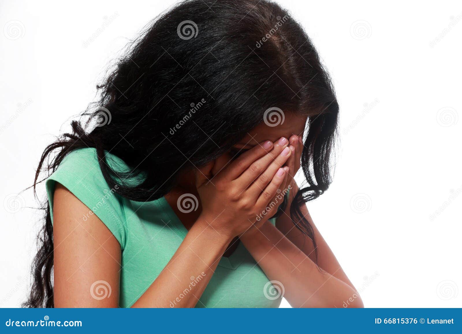 Woman covering her face stock photo. Image of alone, kerchief - 66815376