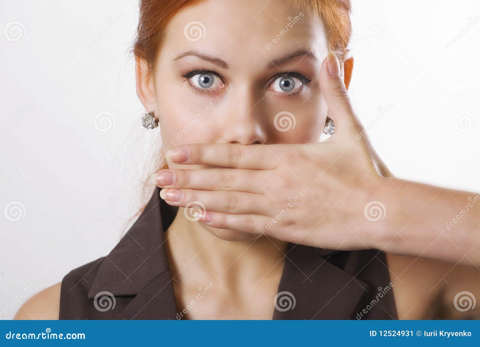 Woman Covering Mouth with Hand Stock Image - Image of halloween, glance ...