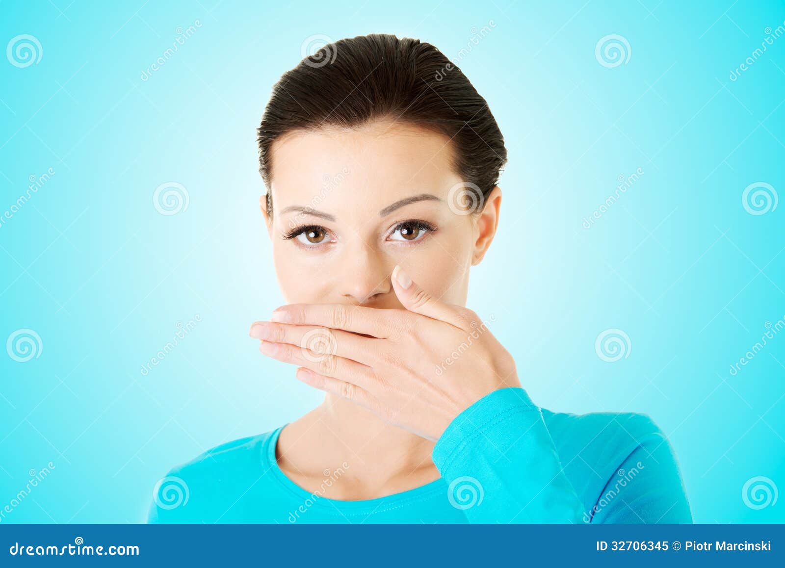 Woman covering mouth stock image. Image of lady, cover - 32706345