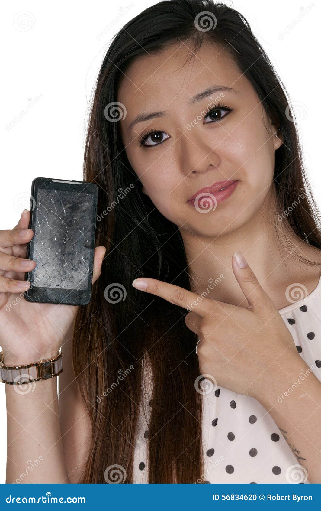 Woman with Cracked Phone Screen Stock Photo - Image of repair, customer ...