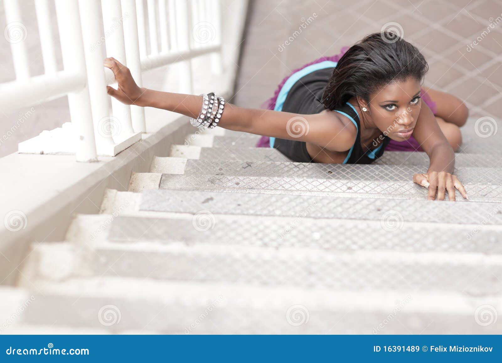 Woman Crawling On A Staircase Stock Image Image Of Adult Modern