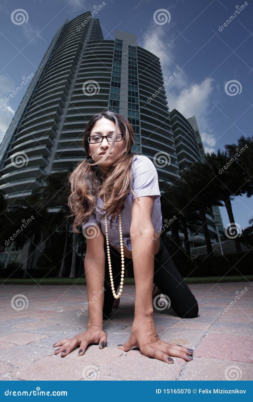 Woman Crawling in an Urban Setting Stock Photo - Image of female ...