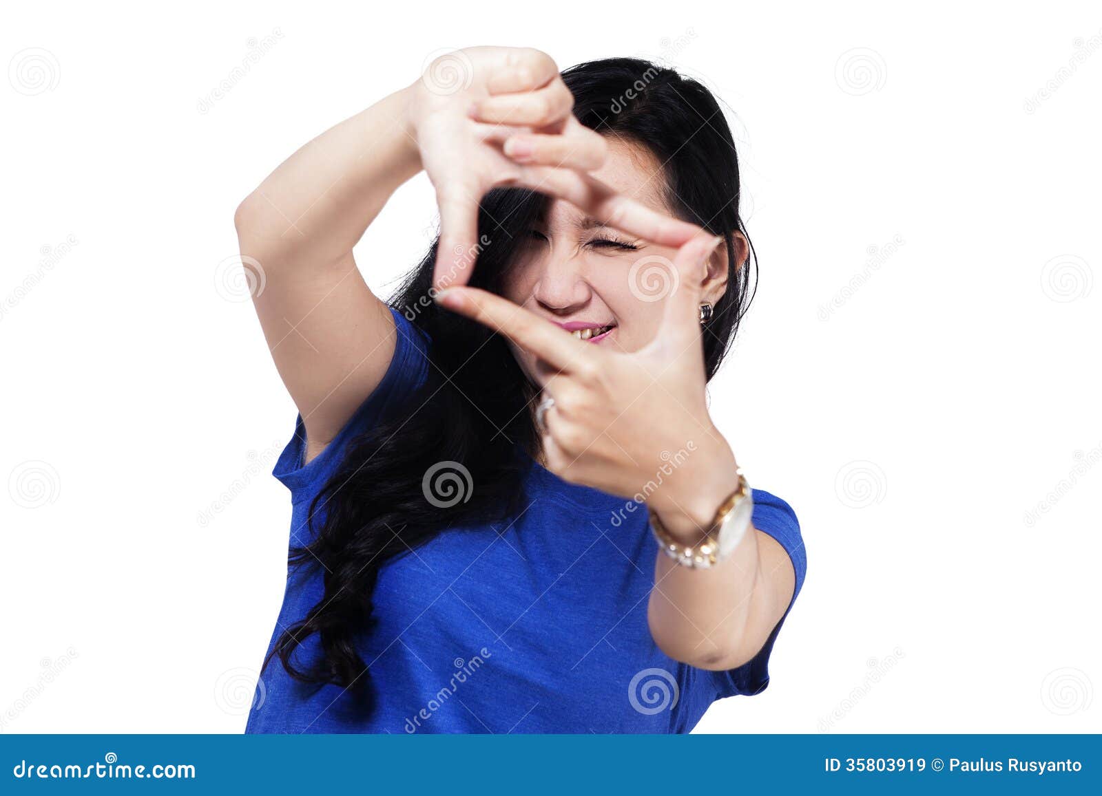 Woman Creating a Frame with Fingers Stock Image - Image of asian, girl ...