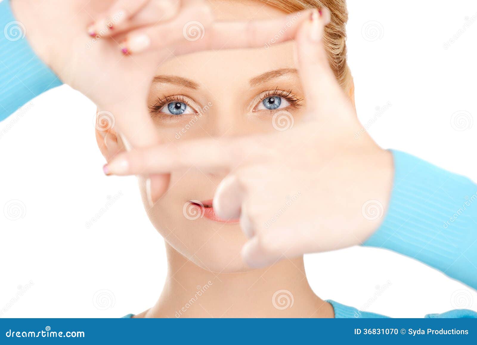 Woman Creating a Frame with Fingers Stock Photo - Image of alluring ...