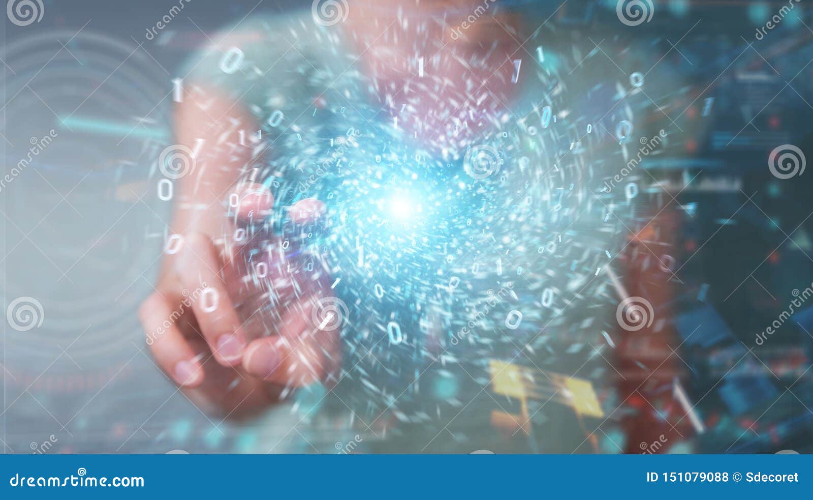 Woman Creating New Futuristic Energy Power Source 3D Rendering Stock ...