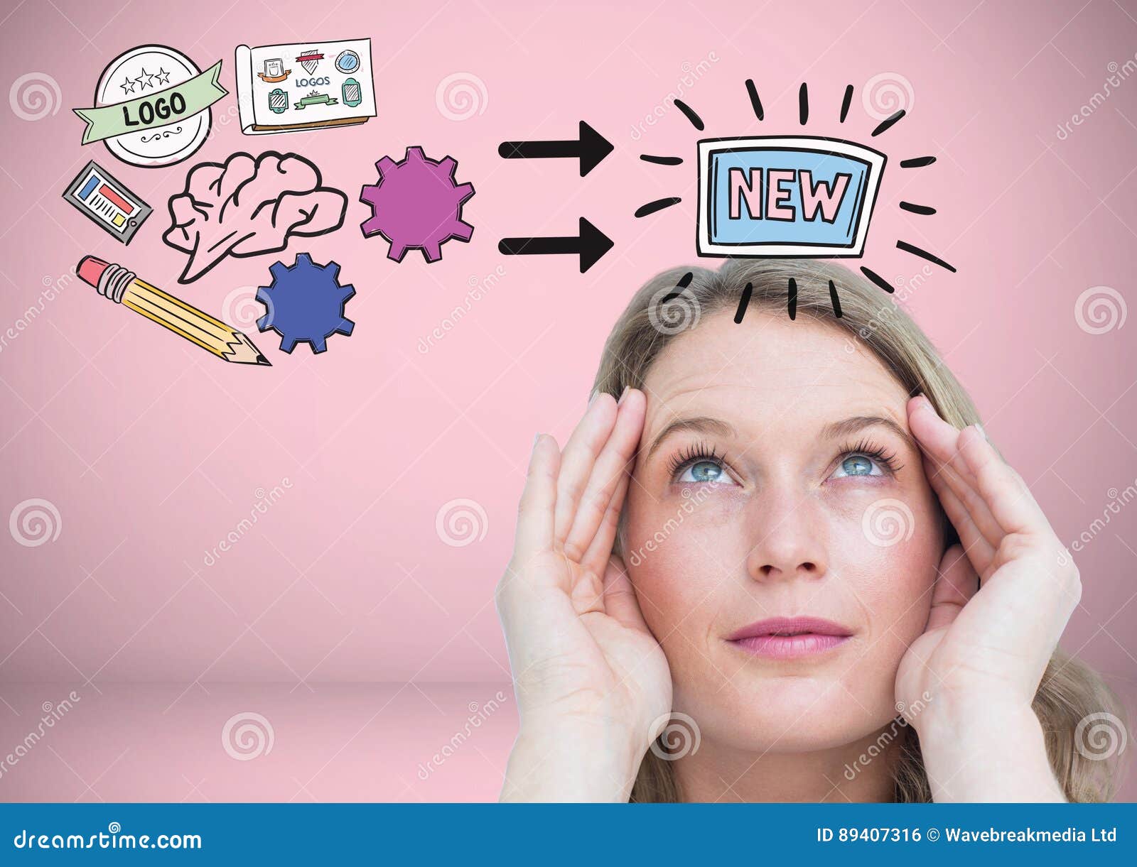 Woman with Creative Design New Ideas Graphic Drawings Stock ...